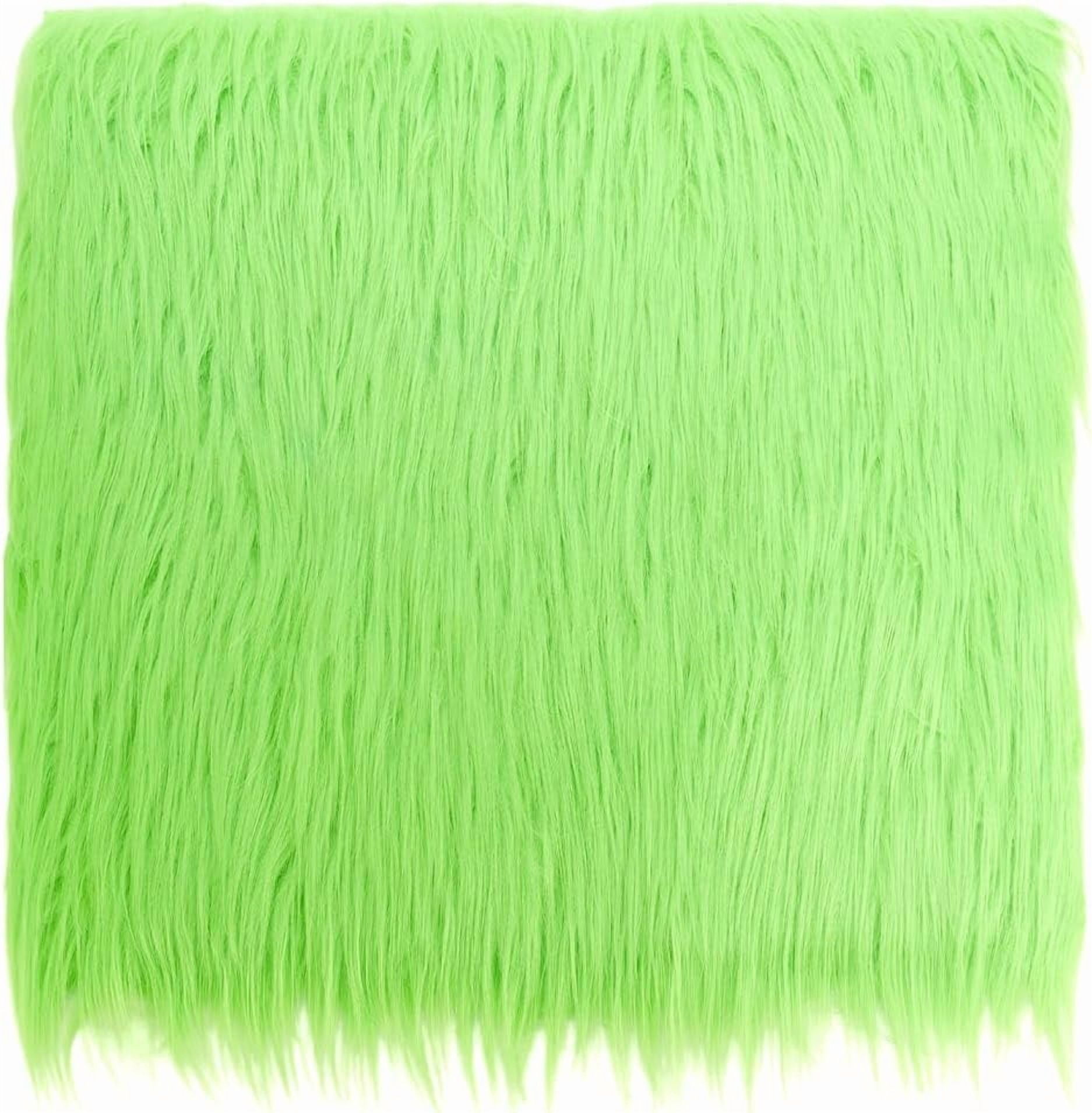 Green Fur Fabric 20x20 Inches Fluffy Fuzzy Fur Cuts Shaggy Fur Square ...