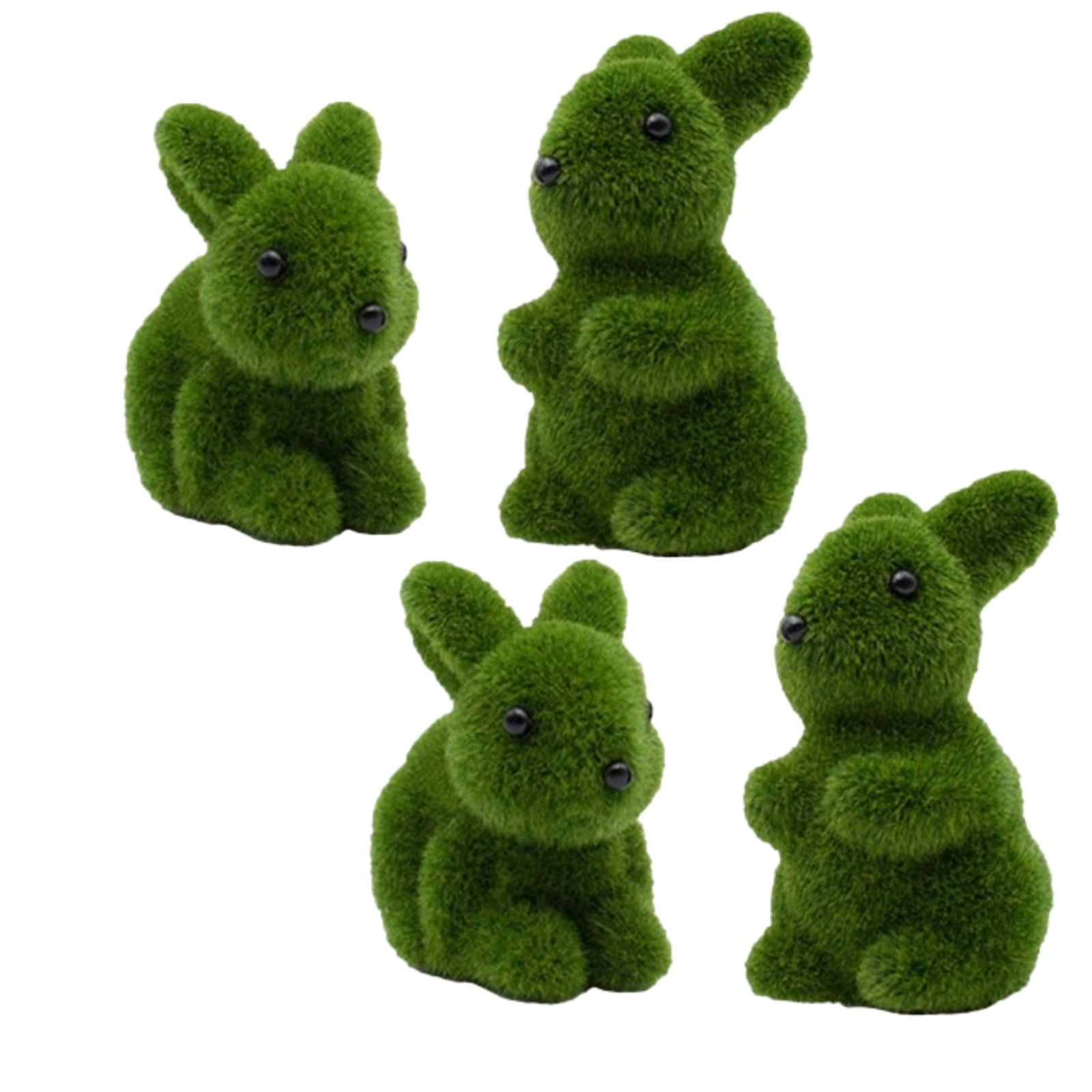 Green Fuzzy Flocked Bunny Easter Holiday Spring Decor Rabbit Figurines ...