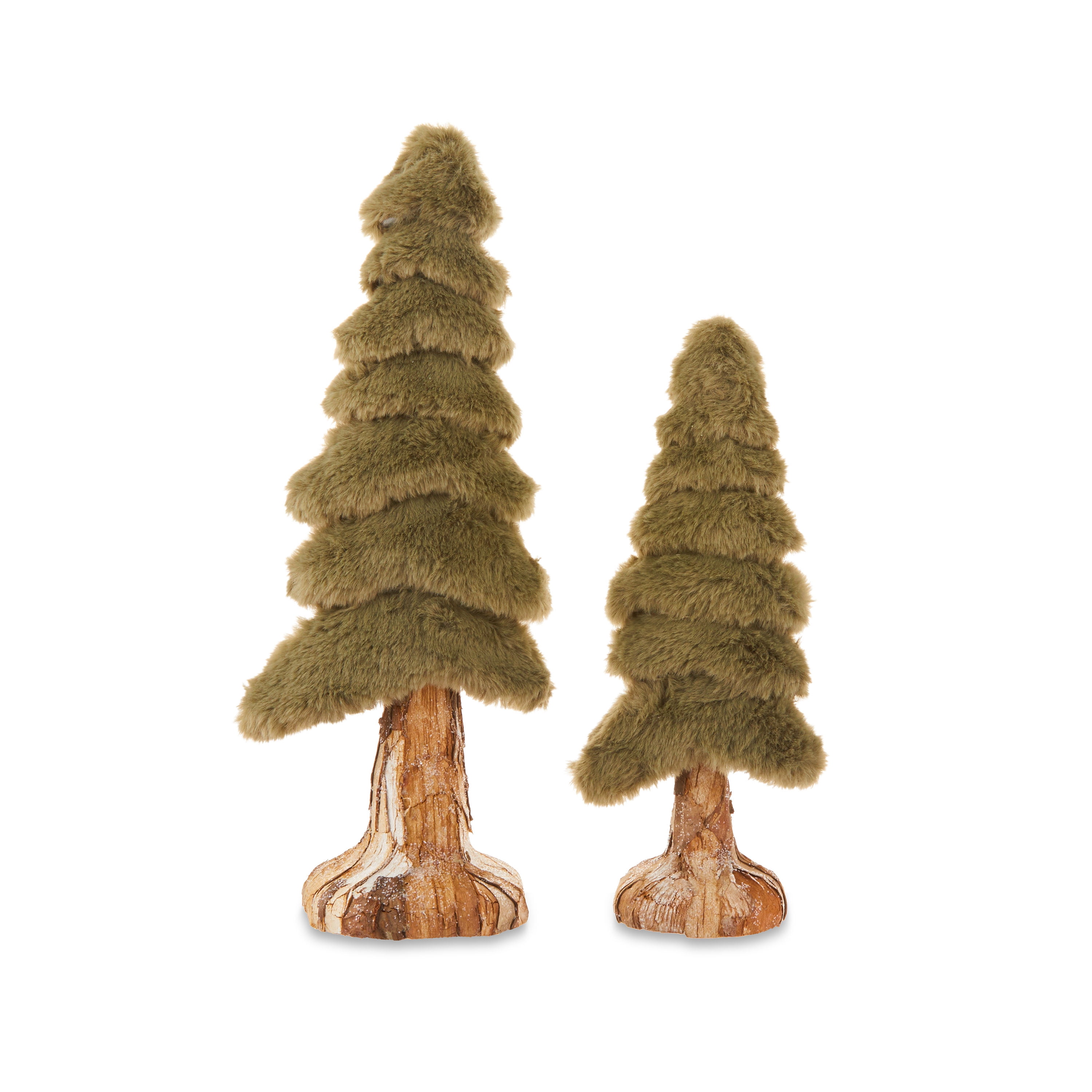 Green Fuzzy Tree Tabletop Decorations, Set of 2, by Holiday Time ...