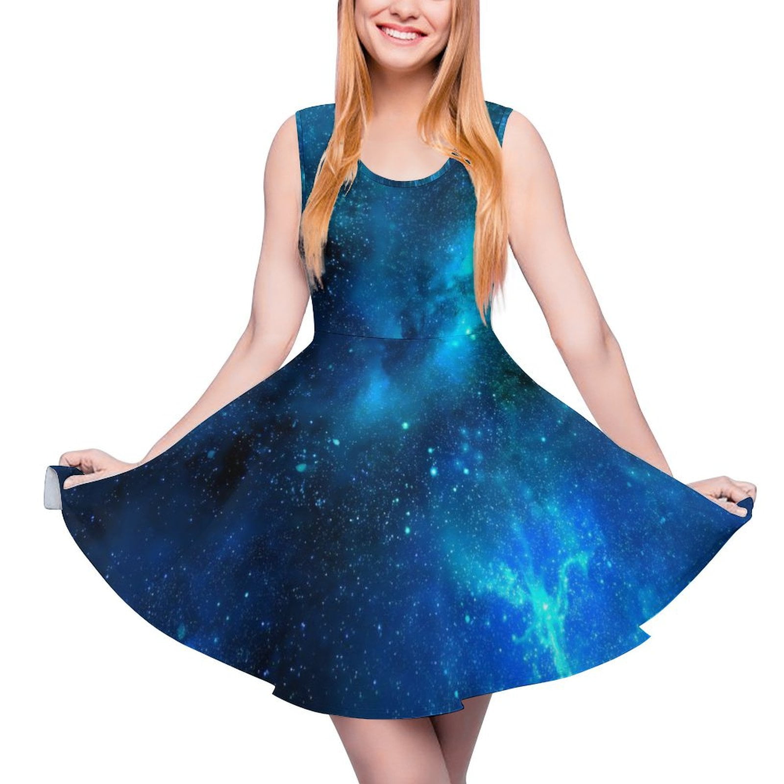 Green Galaxy Dress Asteroid And tellation Boho Beach Dresses High Waist ...