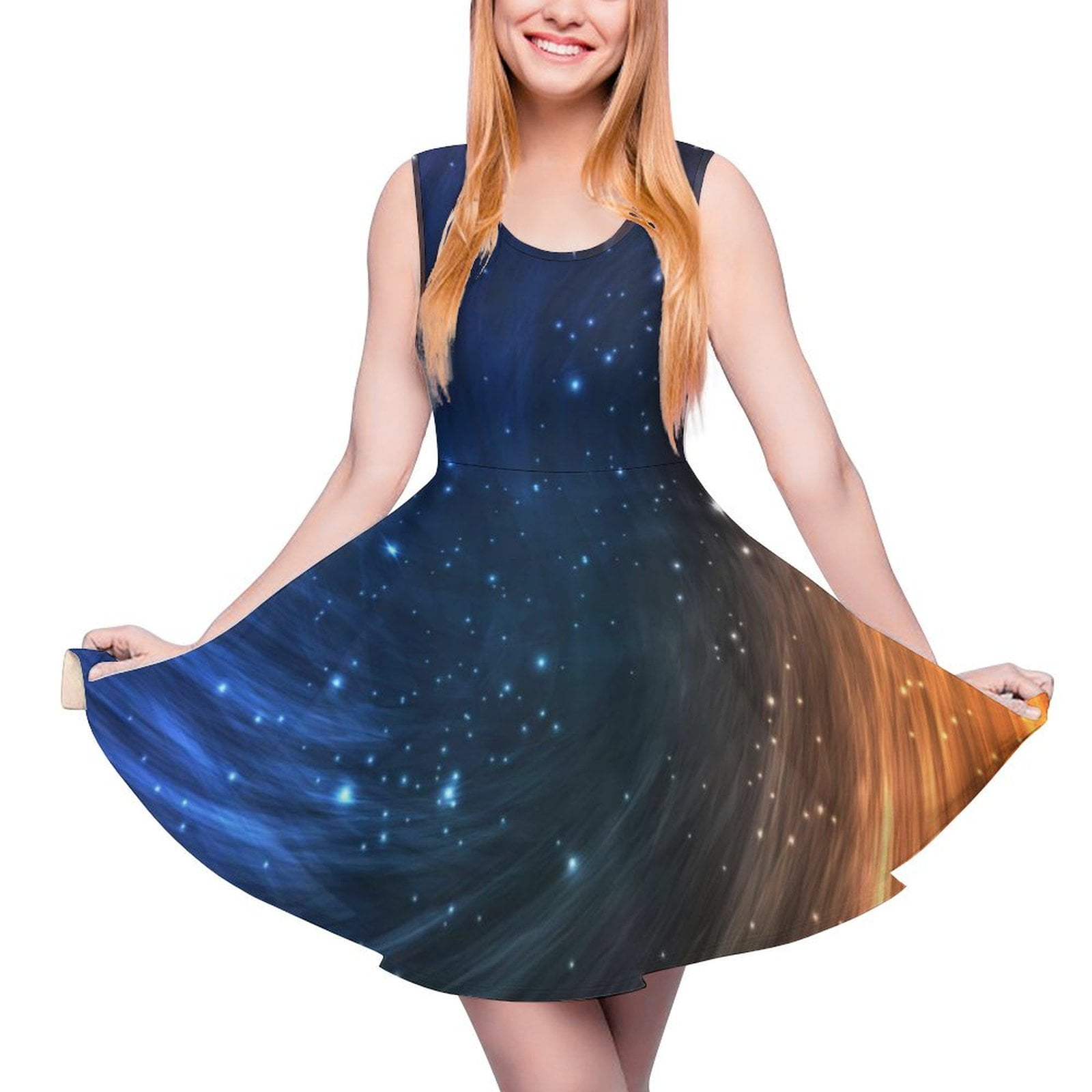 Green Galaxy Dress Asteroid And tellation Boho Beach Dresses High Waist ...