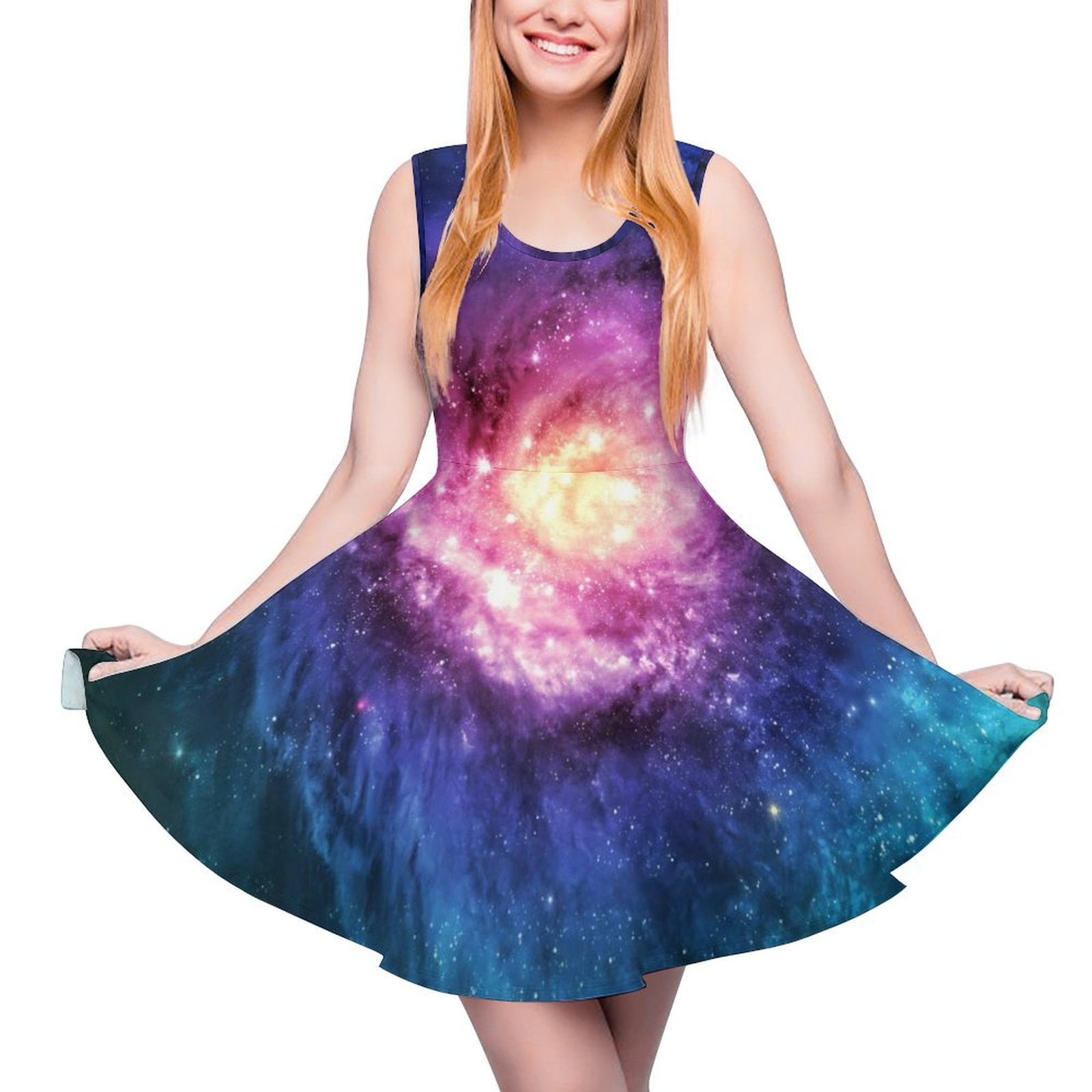 Green Galaxy Dress Asteroid And tellation Boho Beach Dresses High Waist ...