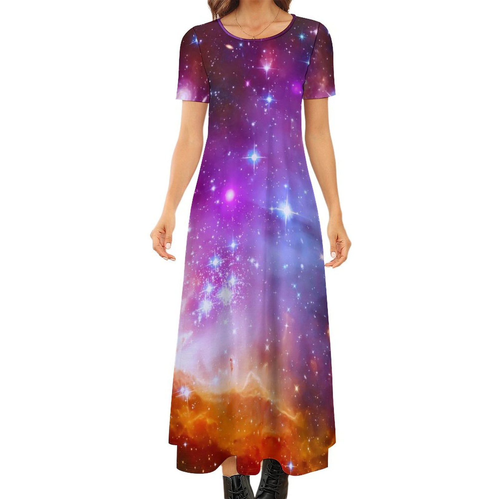 Green Galaxy Dress Asteroid And tellation Elegant Maxi Dress Streetwear ...