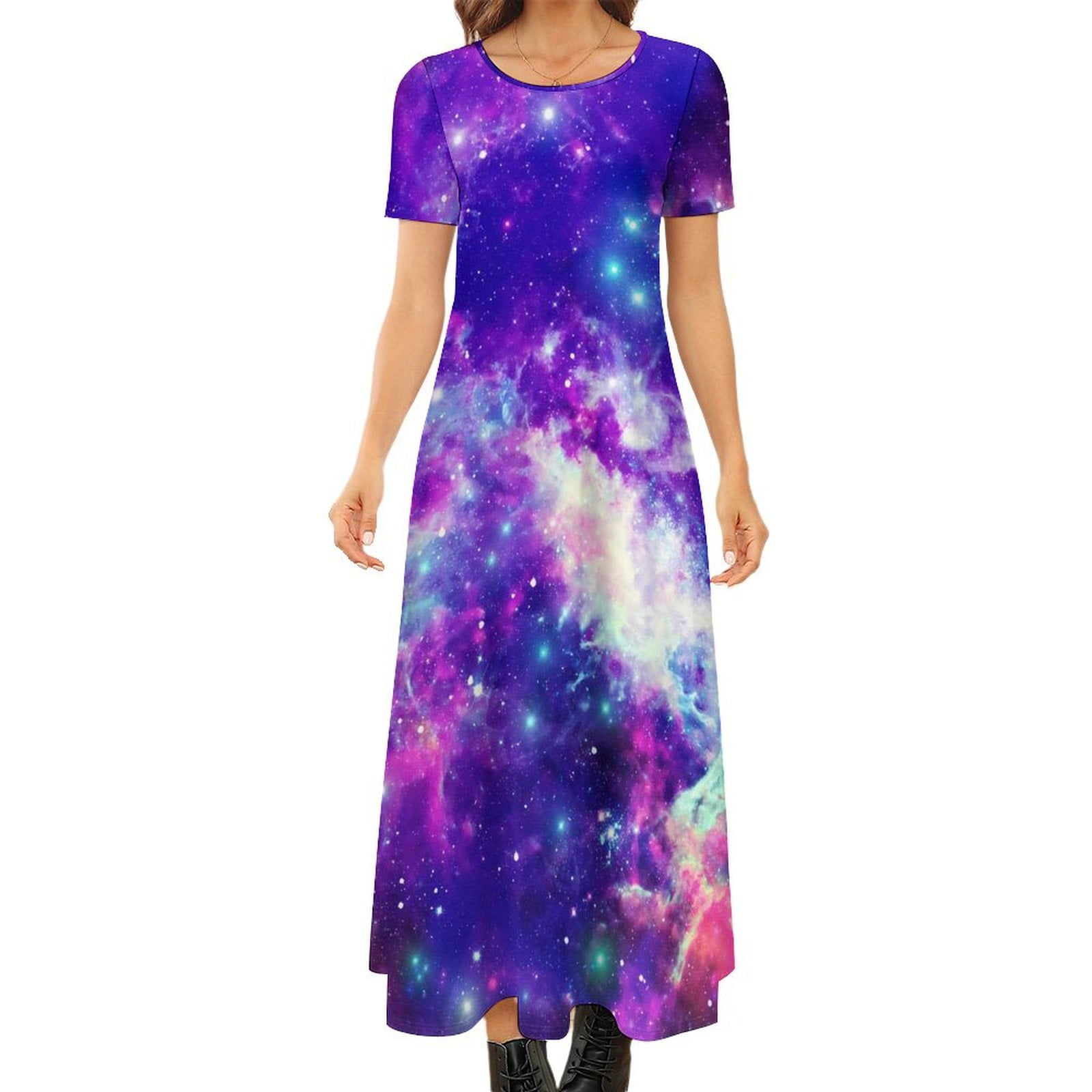 Green Galaxy Dress Asteroid And tellation Elegant Maxi Dress Streetwear ...
