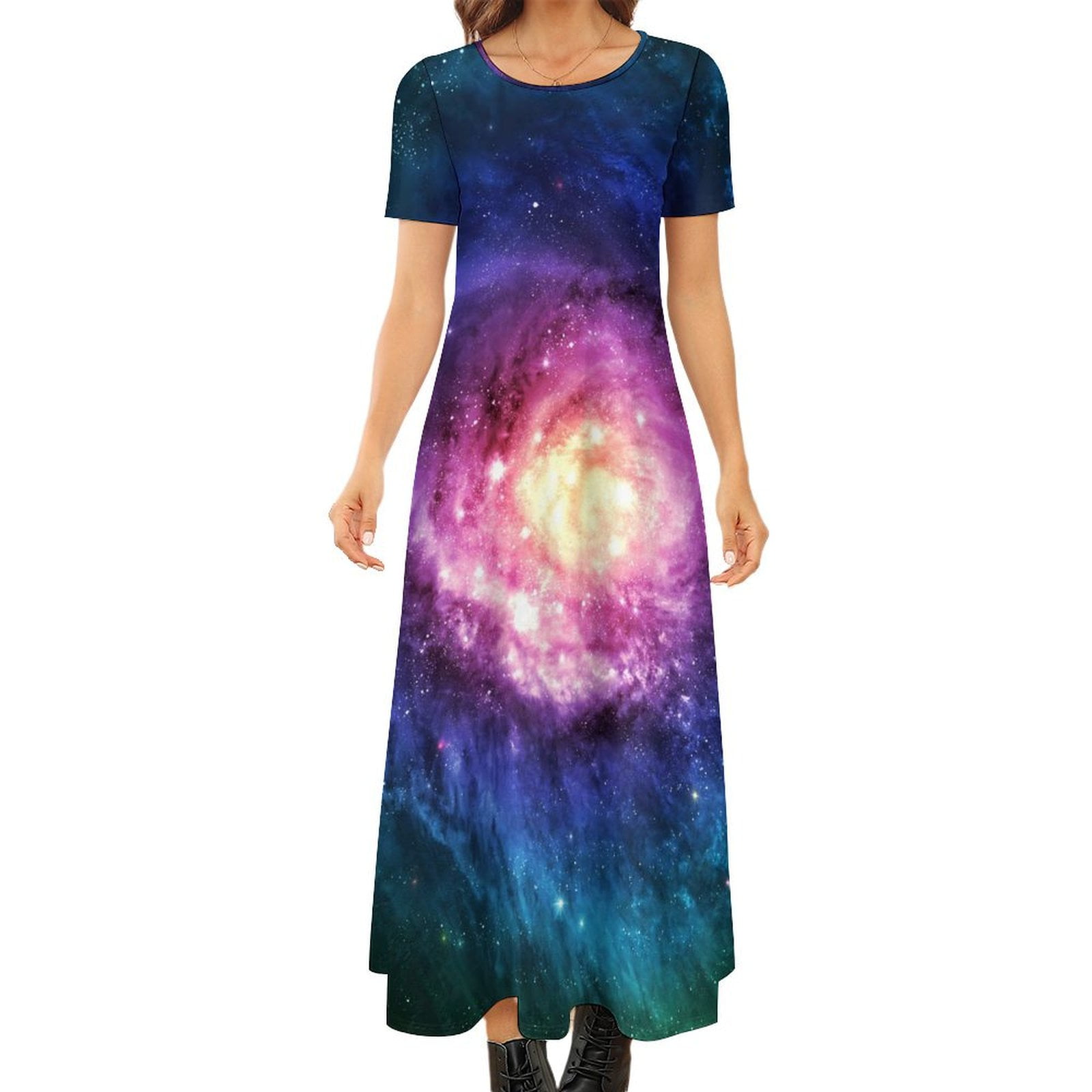 Green Galaxy Dress Asteroid And tellation Elegant Maxi Dress Streetwear ...