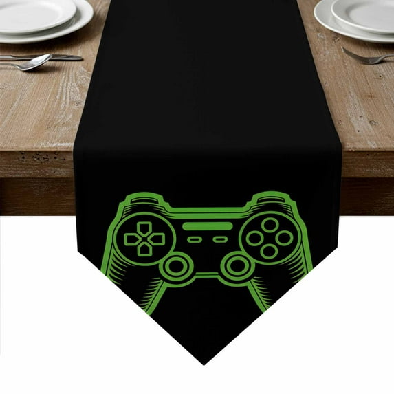 Green Game Controller Table Runner Linen Burlap Table Runner 72 Inches ...