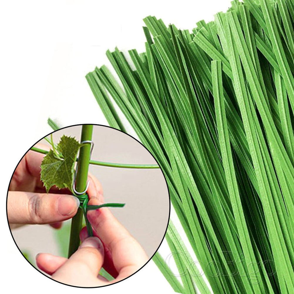 Green Garden Coil Ties 15cm Plastic Coated Wire Cable Plant Support ...