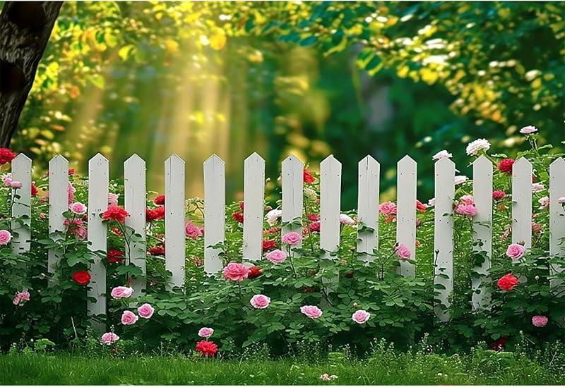 Green Garden Fence Backdrop Photographers Spring Sunshine Forest ...