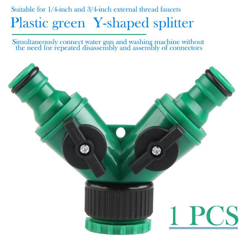 Green Garden Hose Distributor 1/2 Inch 2-Way Plastic Hose Distributor ...