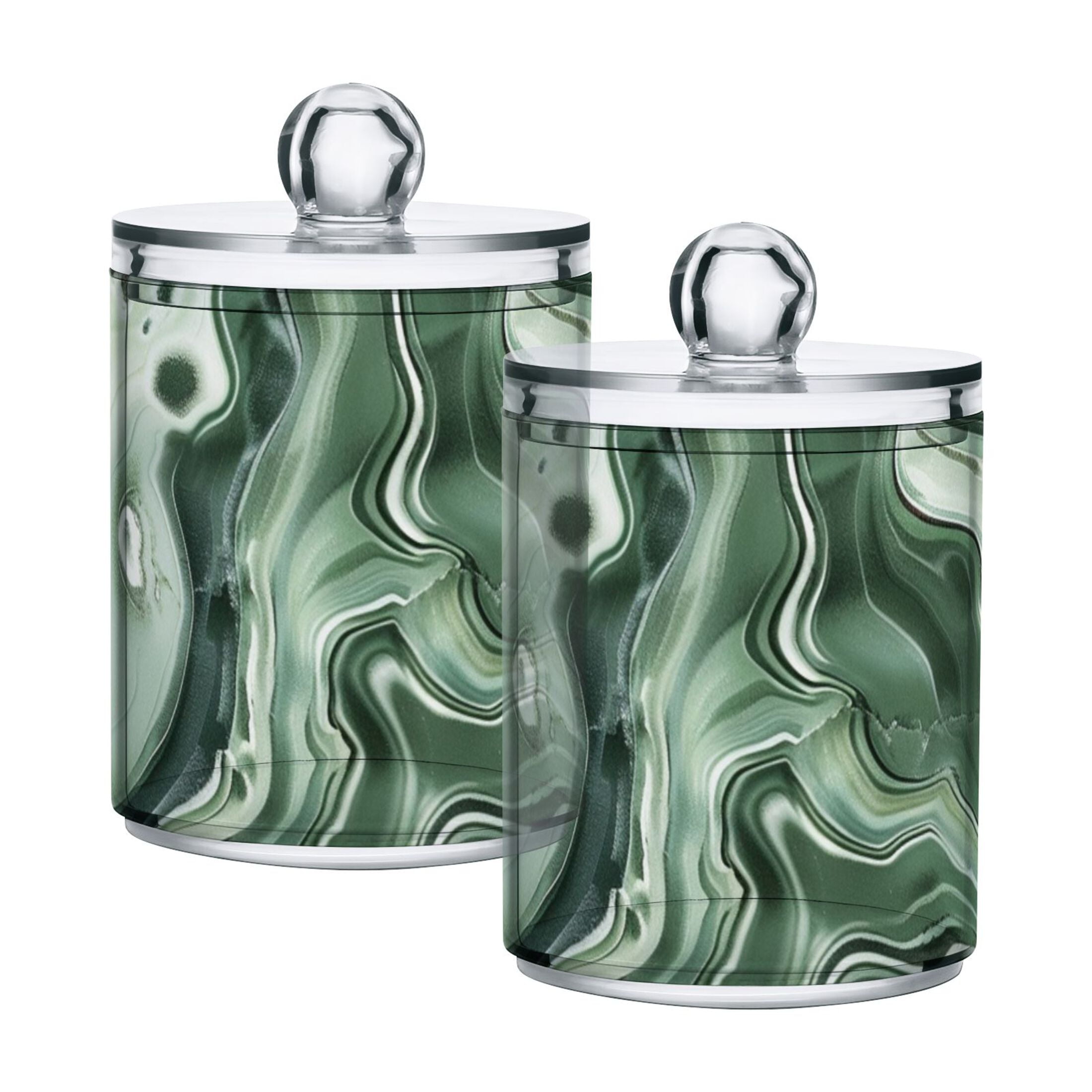 Green Gardient Marble Translucent Plastic Cans Storage Canisters with ...