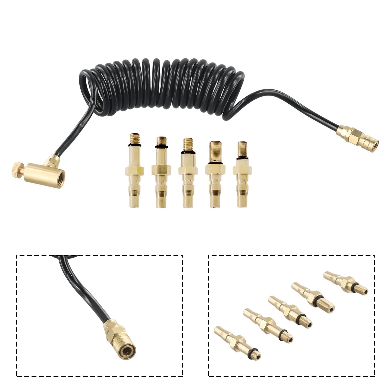 Green Gas Adapter Tube Gas Bottle Replenish Adapter Set with 5Pcs Brass ...