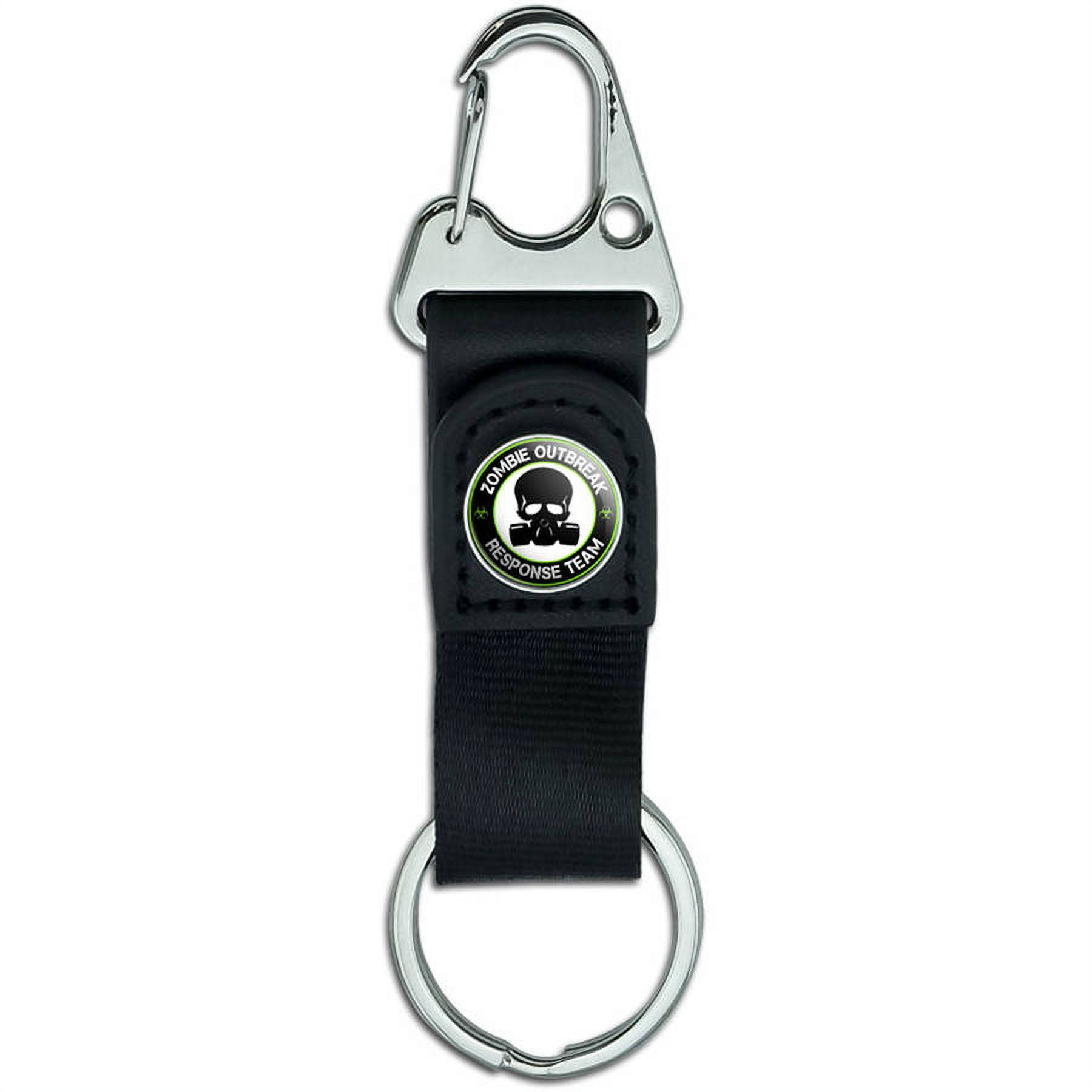 Green Gas Mask Belt Clip On Carabiner Leather Keychain Fabric Key Ring ...