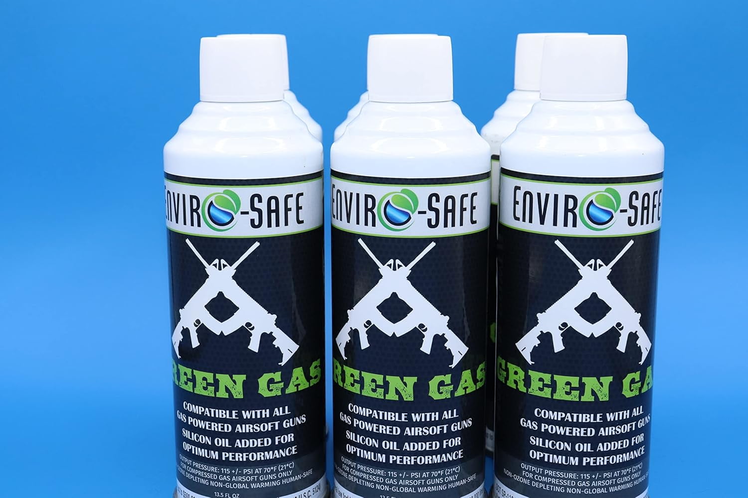 Green Gas for Airsoft BB, Pistol, Hand Gun, Rifle, 13.5 oz. Cans, 6 ...
