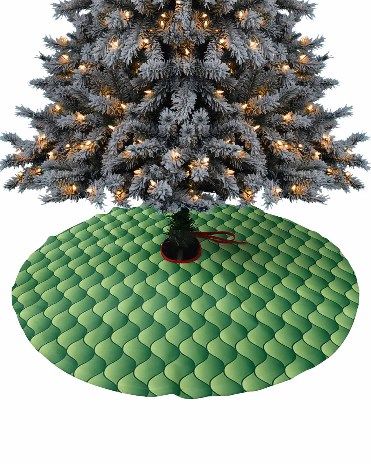 Green Geometric Christmas Tree Skirt 36 Inches Large Christmas Skirt ...