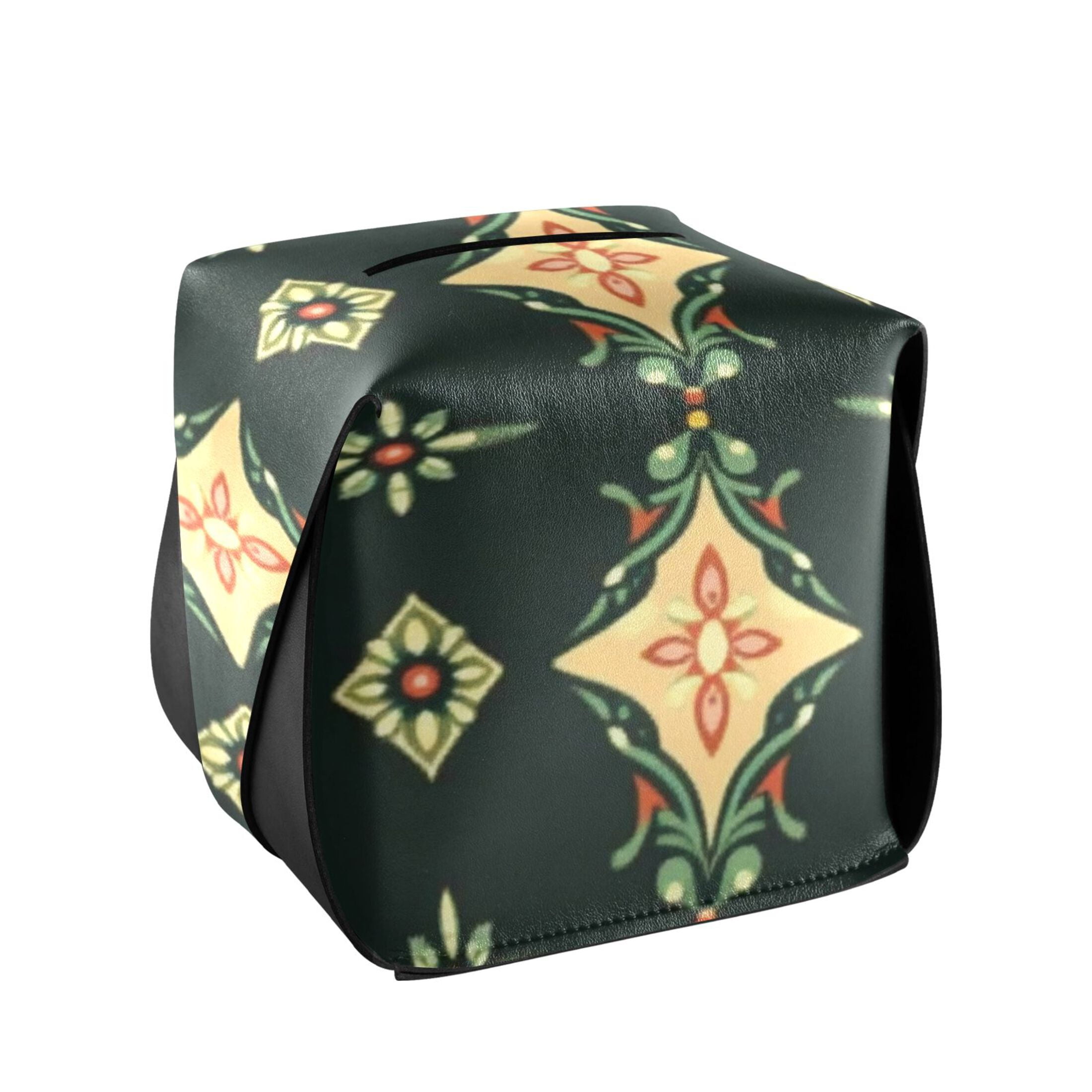 Green Geometric Decoration Tissue Box Cover Leather Square Rectangle ...
