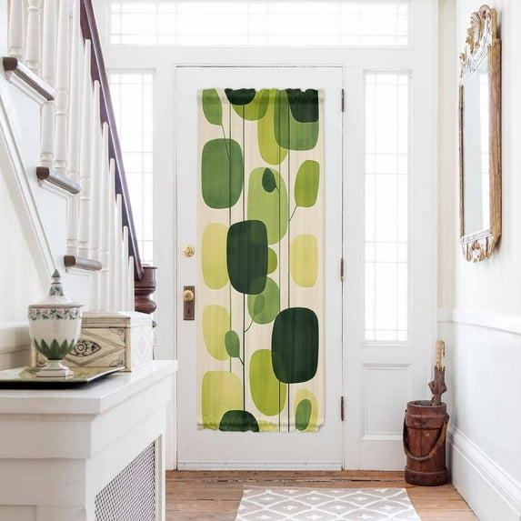 Green Geometric Door Curtains for Door Window, French Sidelight Front ...