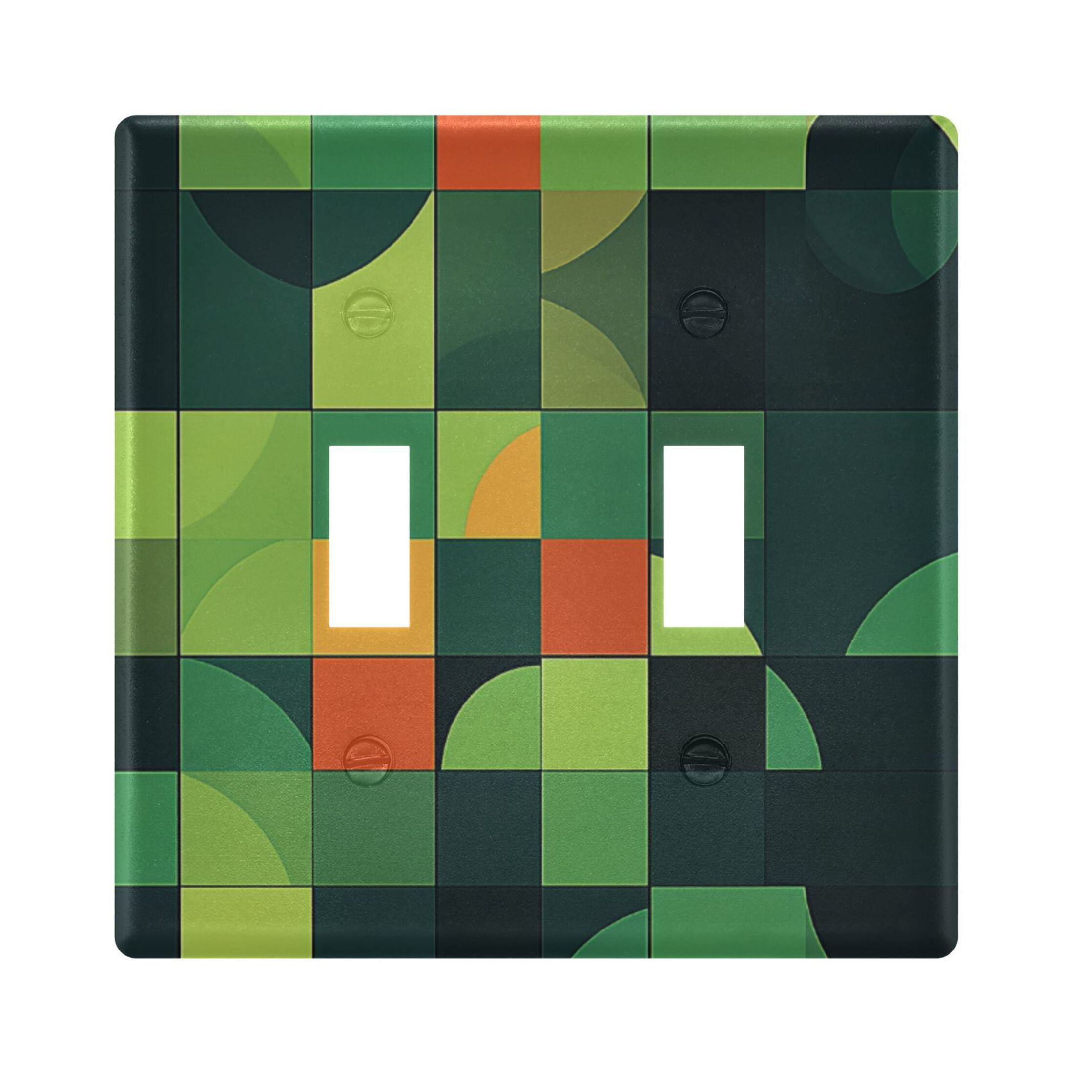 Green Geometric Pattern Fireproof Switch Plate with Rounded Edges 2 ...