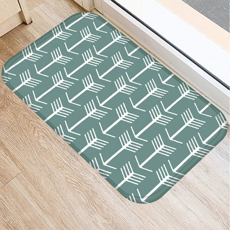 Green Geometric Pattern Non-slip Floor Mat Door Outdoor Bathroom ...