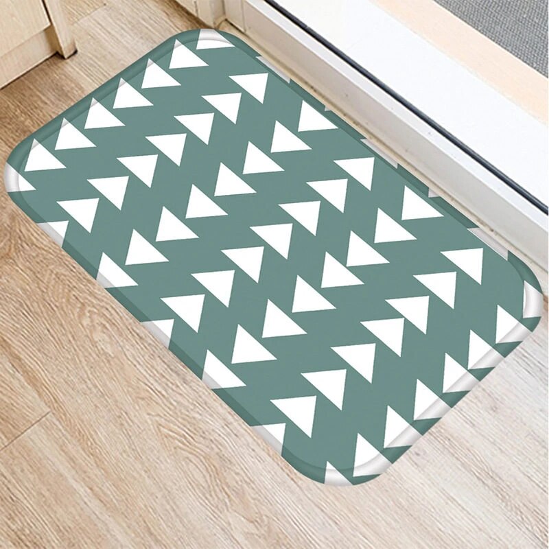 Green Geometric Pattern Non-slip Floor Mat Door Outdoor Bathroom ...