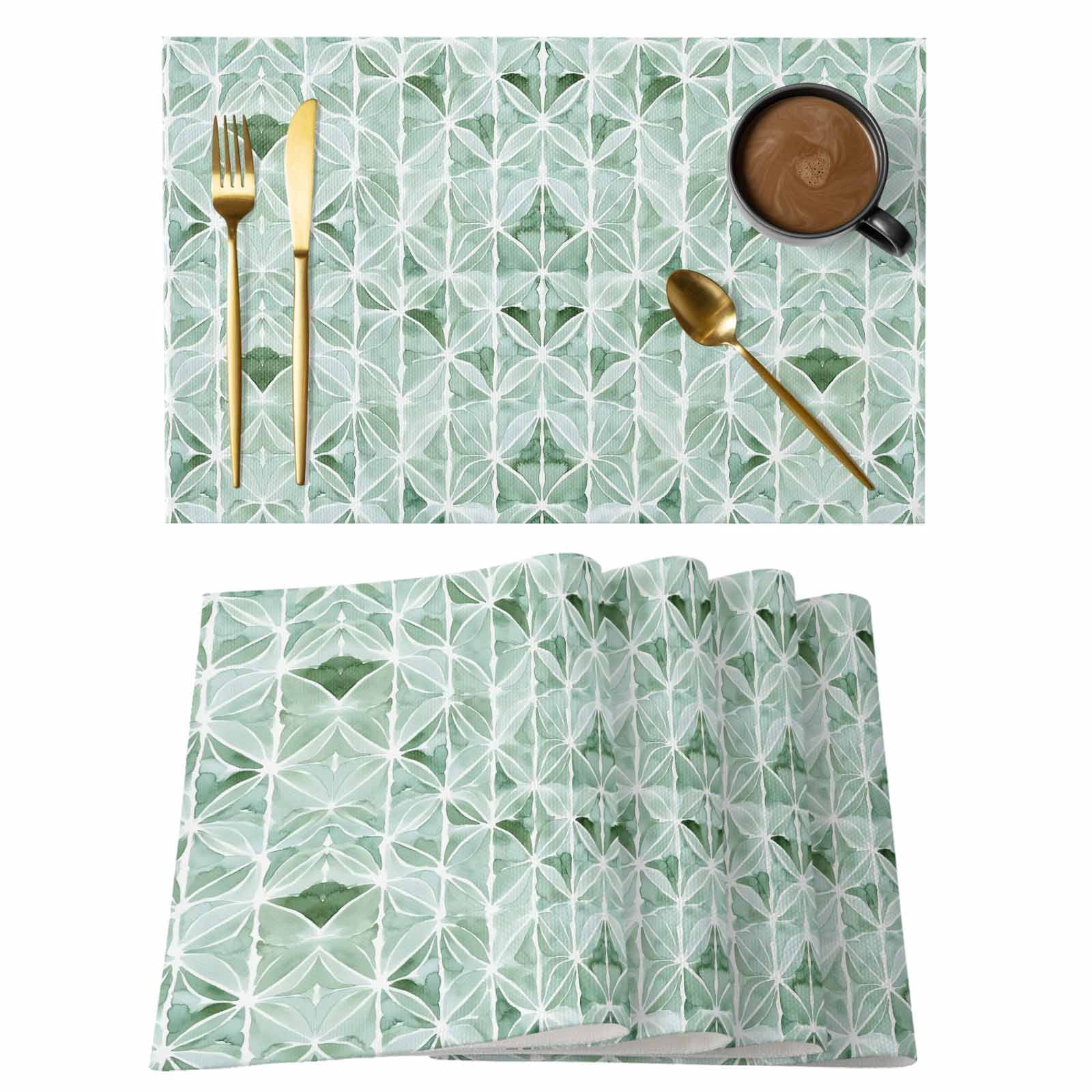 Green Geometric Placemats Set of 8 Modernism Color Block Place Mats ...