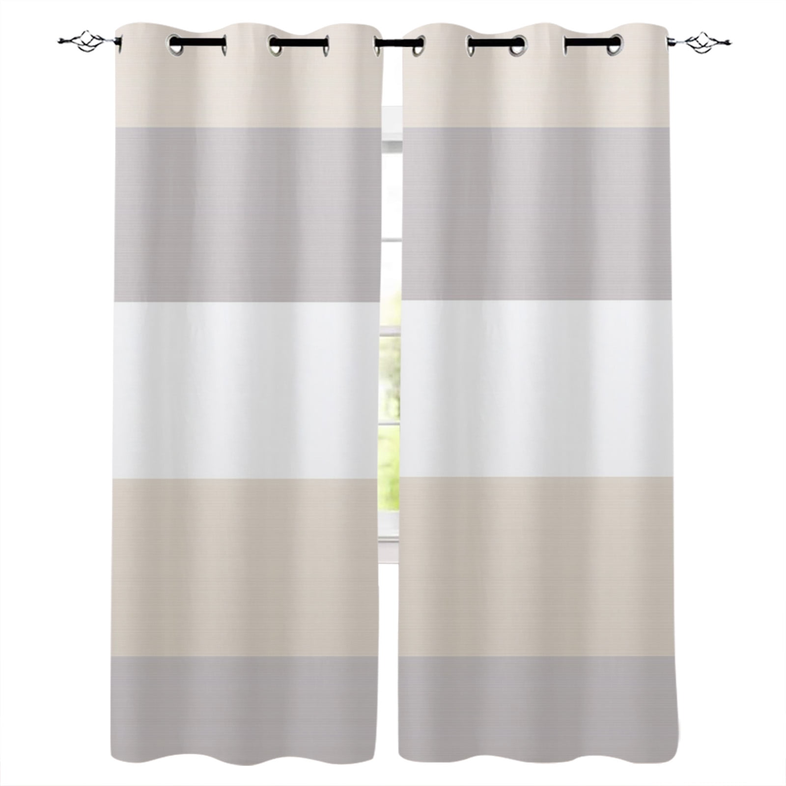 Green Geometric Stripe Window Curtains Living Room Outdoor Fabric ...