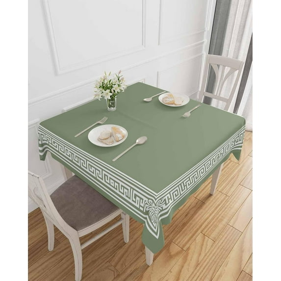 Green Geometric Table cloth Waterproof Tablecloths, White Greek Key ...