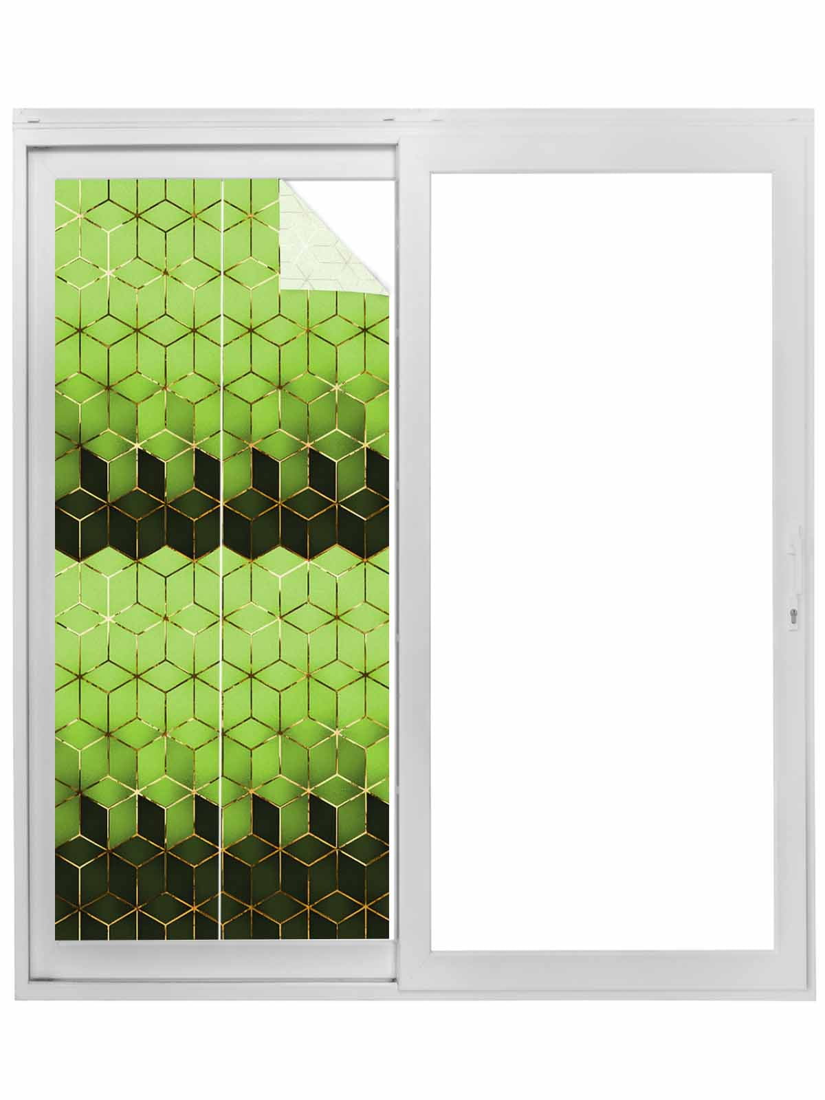 Green Geometric Window Privacy Film Stained Glass Window Film ...