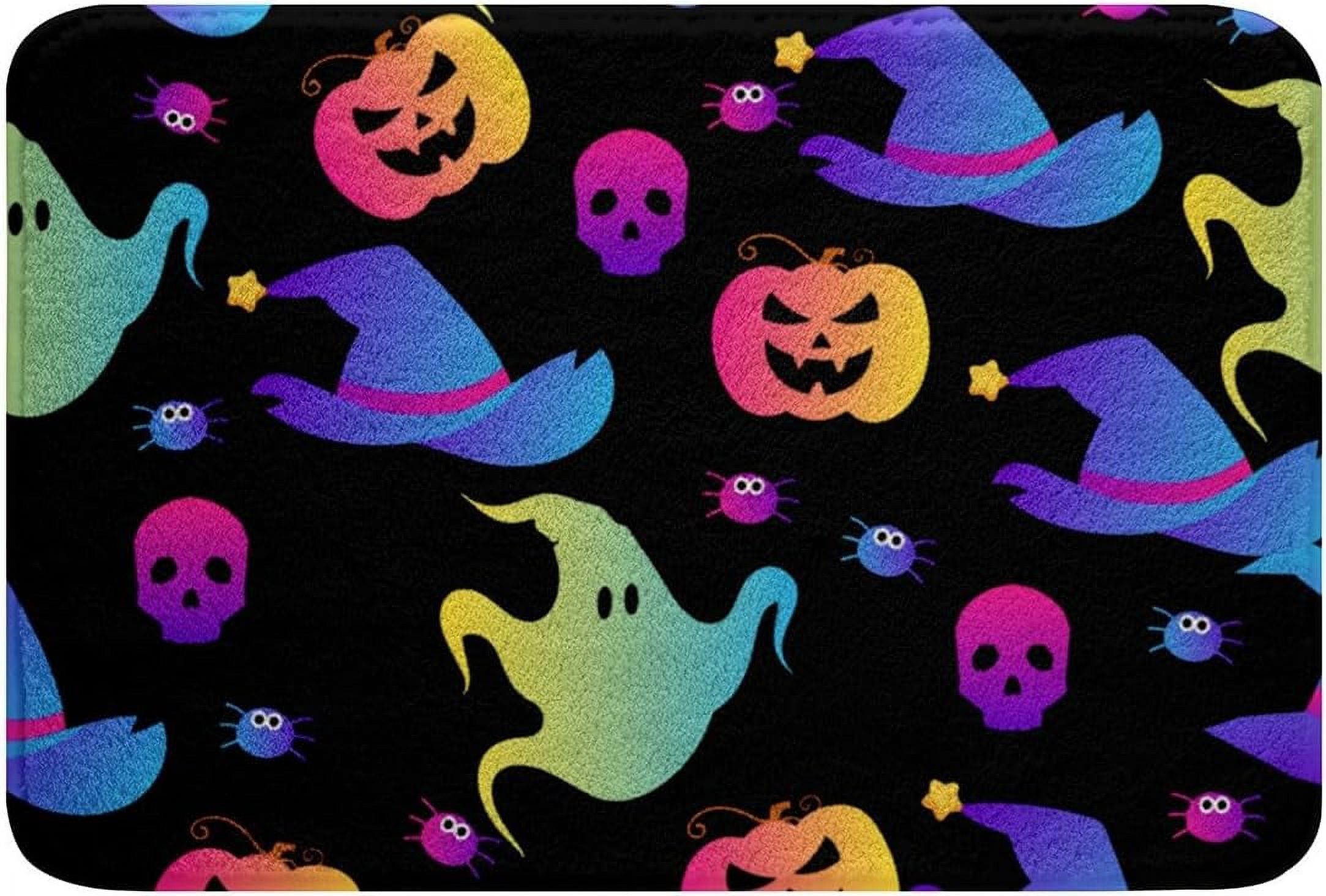 Green Ghost Bath Mat Glitter Pumpkin Lantern Bath Rugs for Kids Boys ...