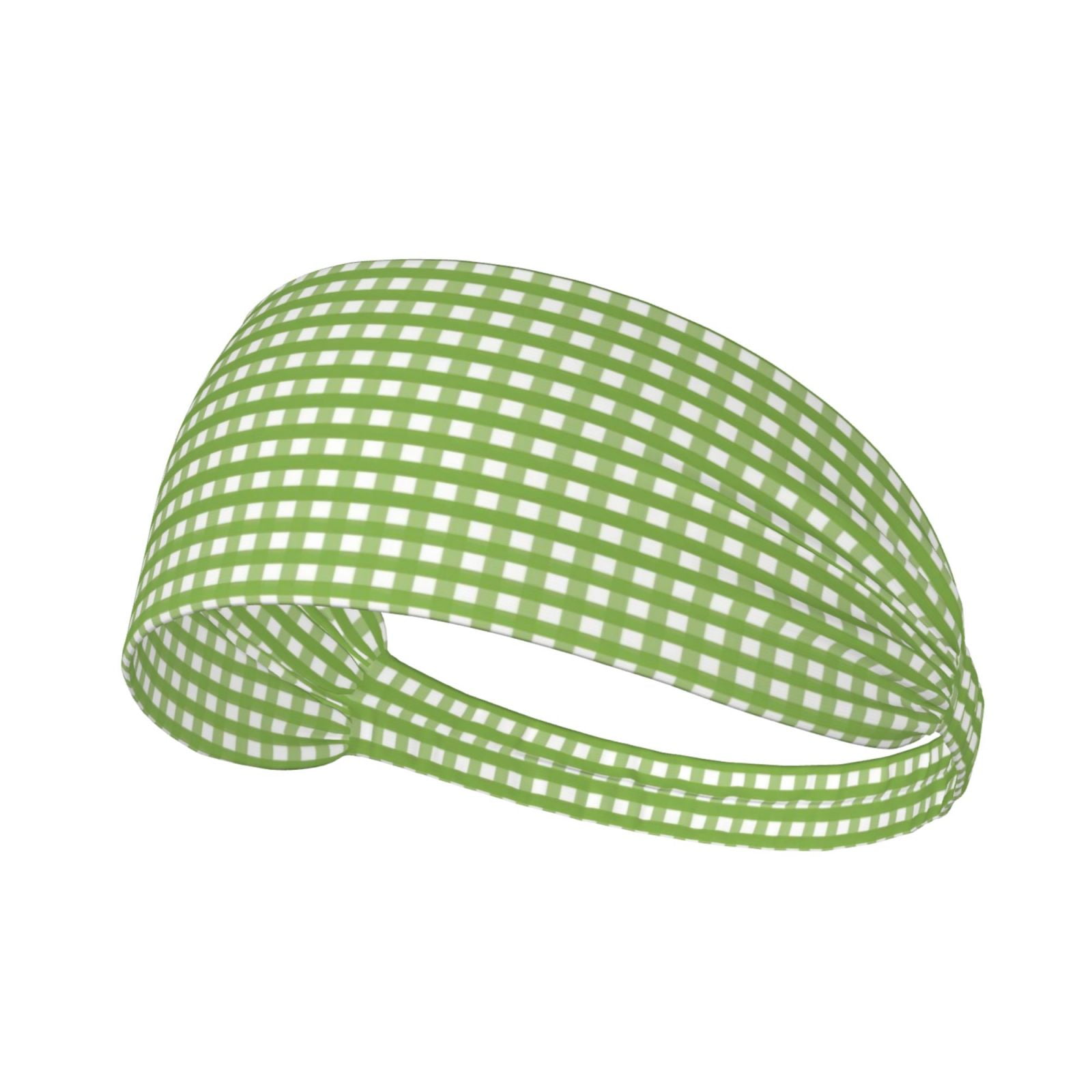 Green Gingham Headbands for Women Men, Workout Elastic Sweat Band for ...