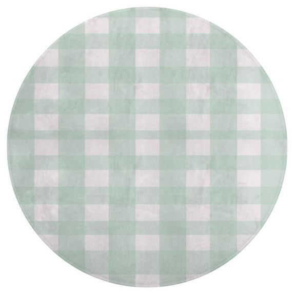 Green Gingham Pattern Backdrop Design Round Rugs Bedroom Table Mat Dirt ...