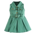 Green Girls Jumper Dress Sleeveless with Belt, Kids Utility Dress with ...