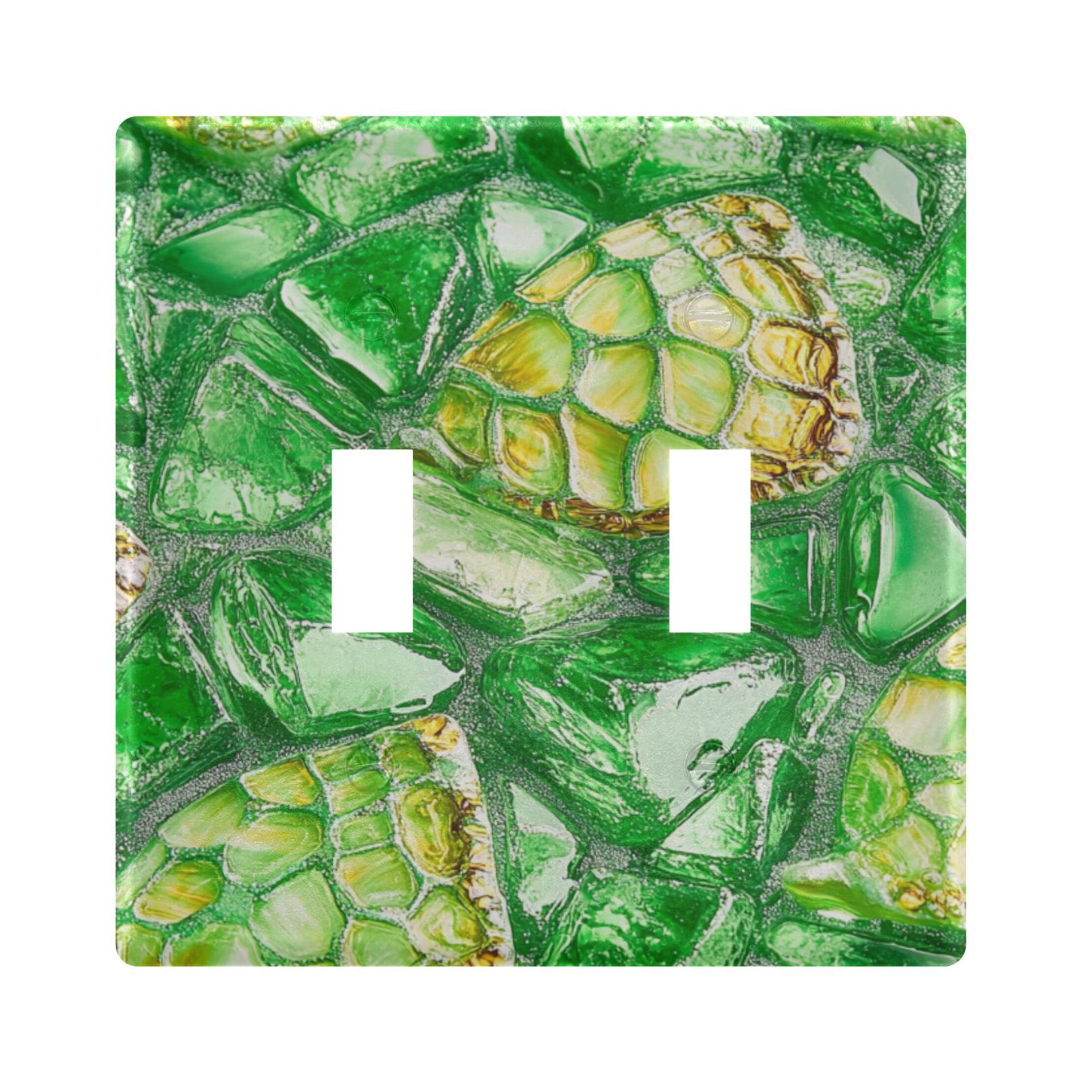 Green Glass Mosaic Fireproof Switch Plate with Rounded Edges 3-Hole ...