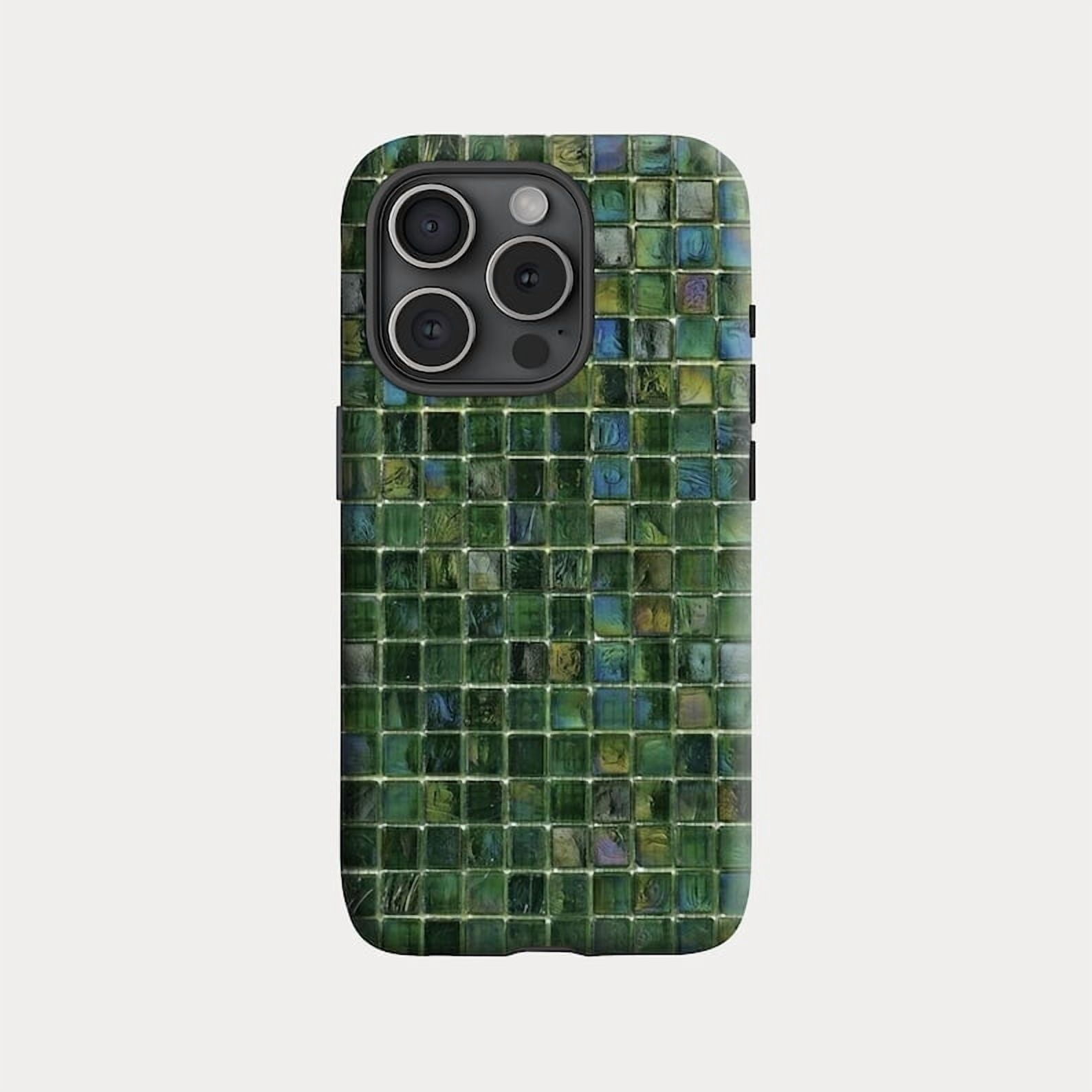 Green Glass Mosaic Tile Bohemian Preppy Phone Case for iPhone 11 12 13 ...