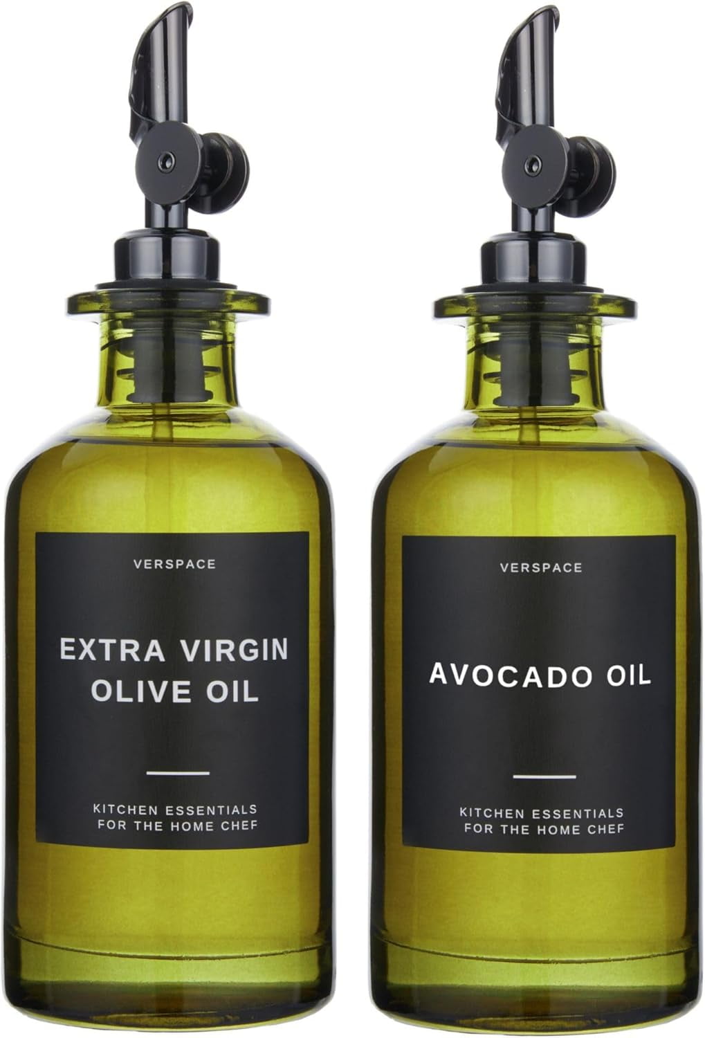 Green Glass Olive Oil Dispenser Bottles For Kitchen, Avocado Set ...