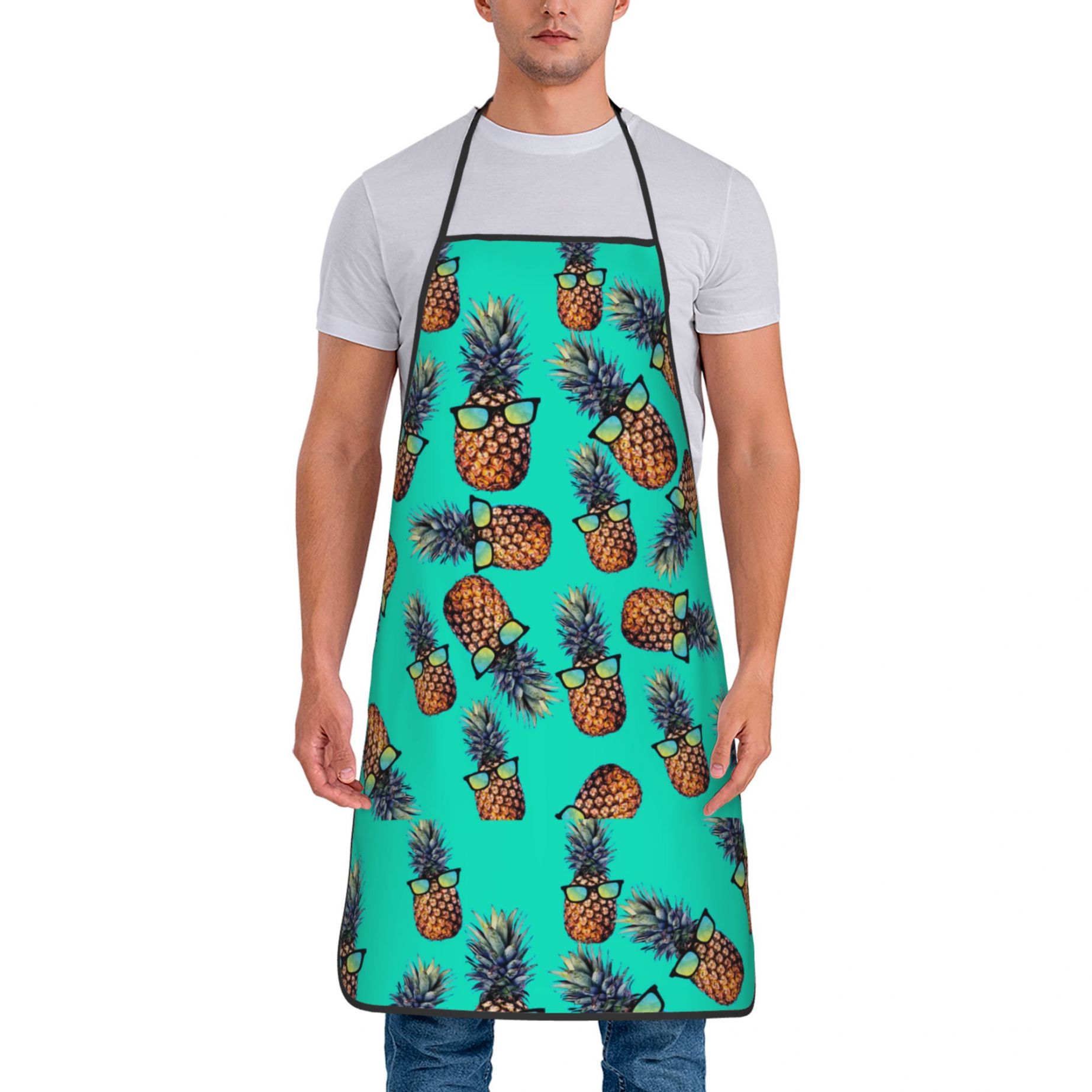 Green Glasses Pineapple Aprons for Women Men Waterproof Apron Kitchen ...