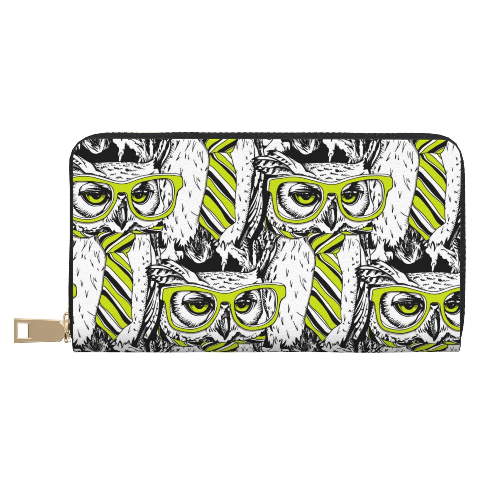 Green Glasses Tie Owl Wallet Women, Leather Bifold Multi Card Wallet ...