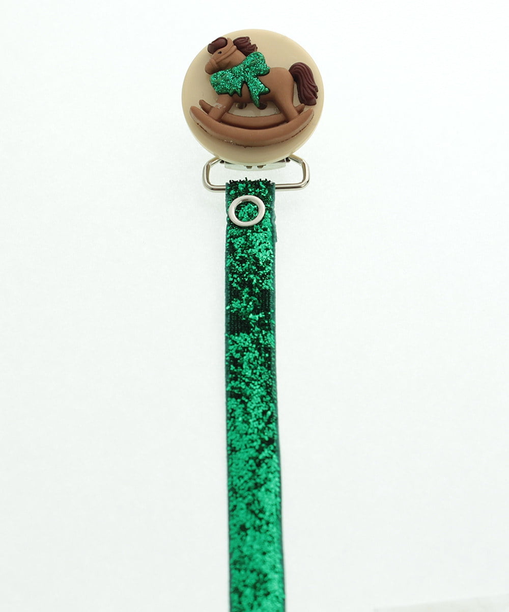 Green Glitter & Brown Rocking Horse Pacifier Clip - Walmart.com
