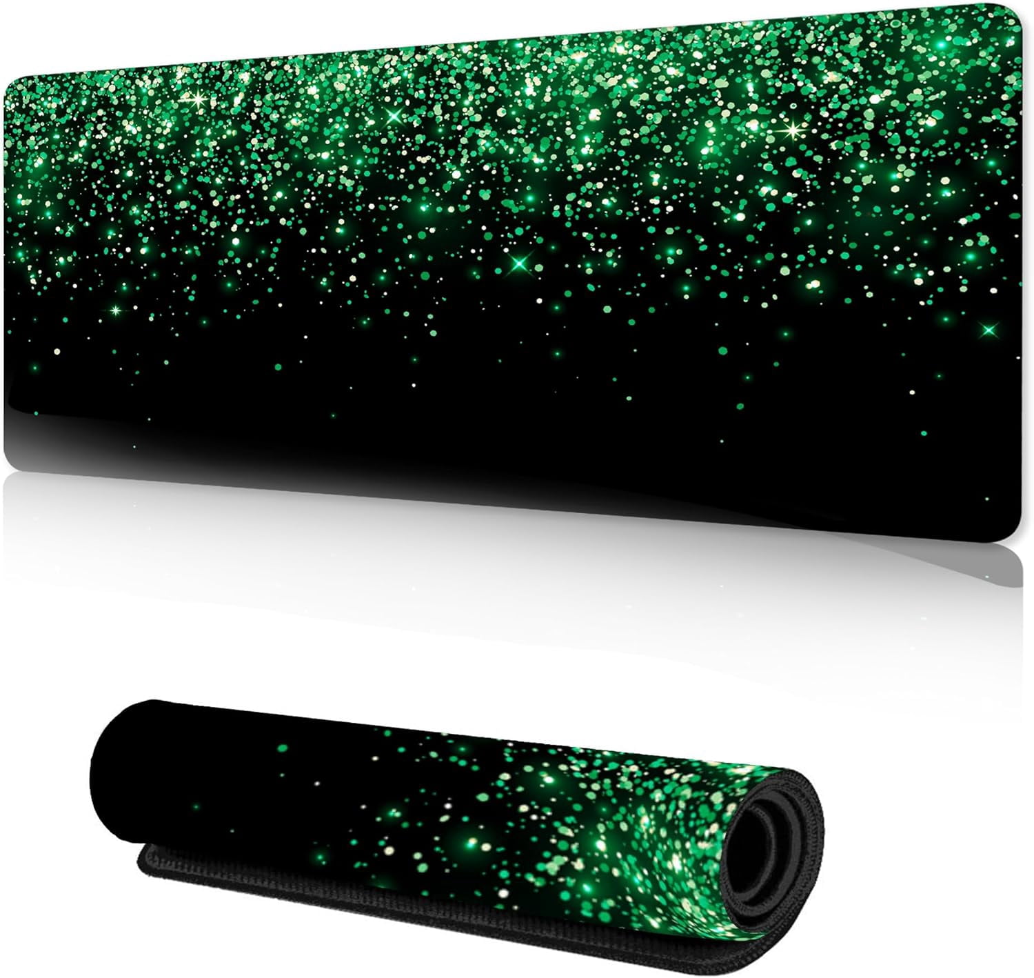 Green Glitter Gaming Mouse Pad 35 x 15.7 Inch Extended Large Size Desk ...
