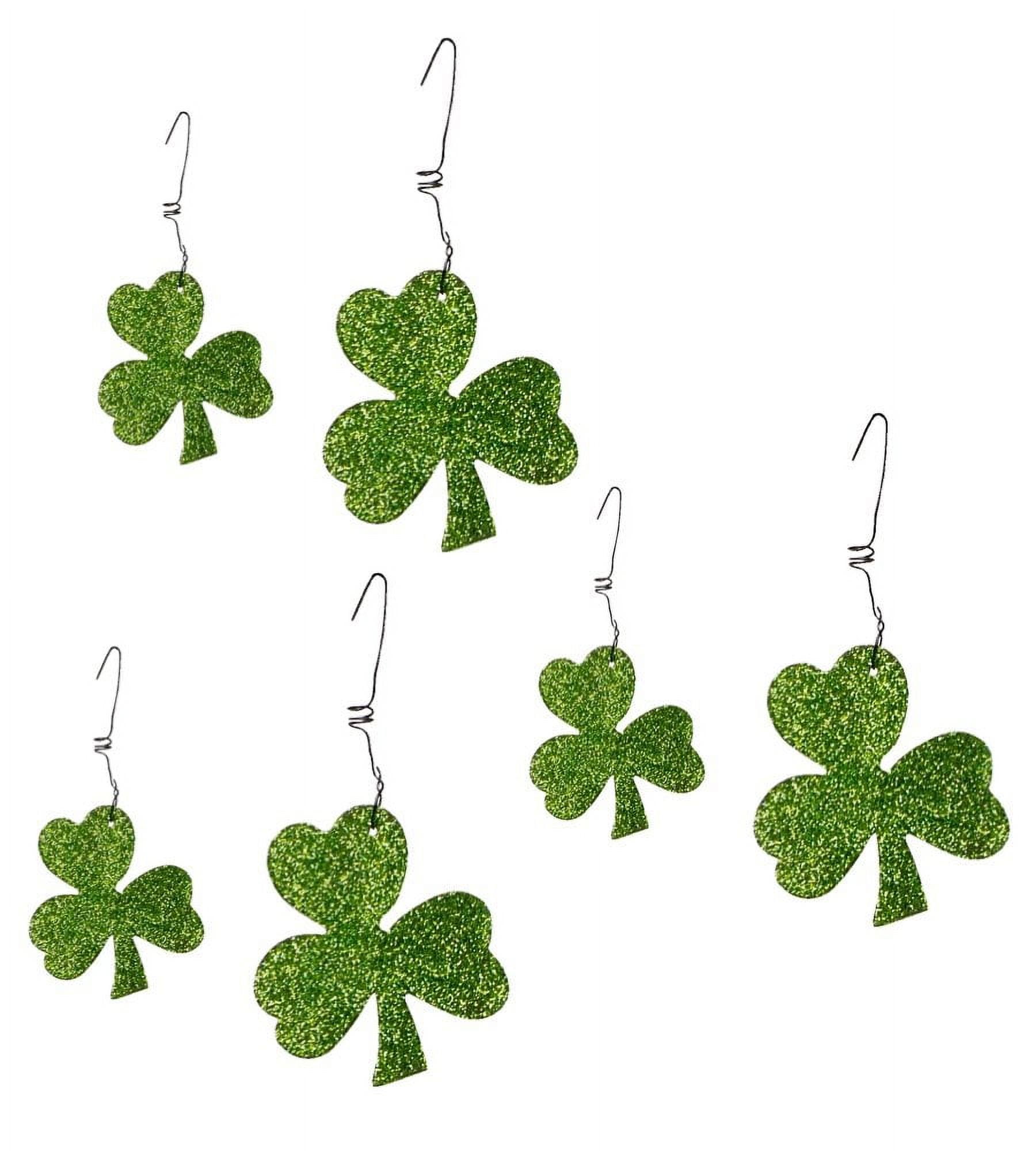 Green Glitter Shamrock Ornaments Metal and Glitter Boxed Set of 6 ...