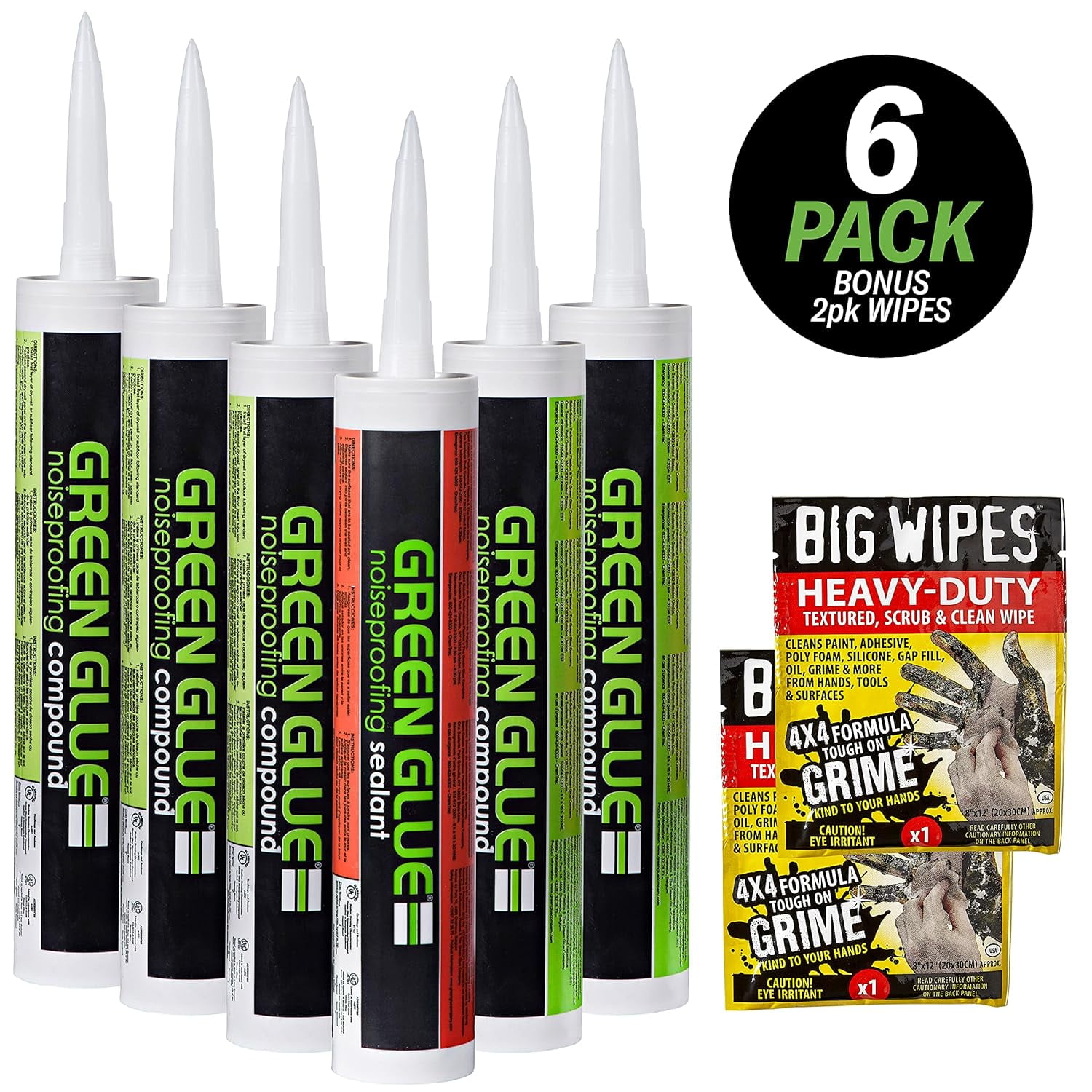Green Glue Noiseproofing Combo Pack 6 Tubes (5 Green Glue - 1 Silenseal ...