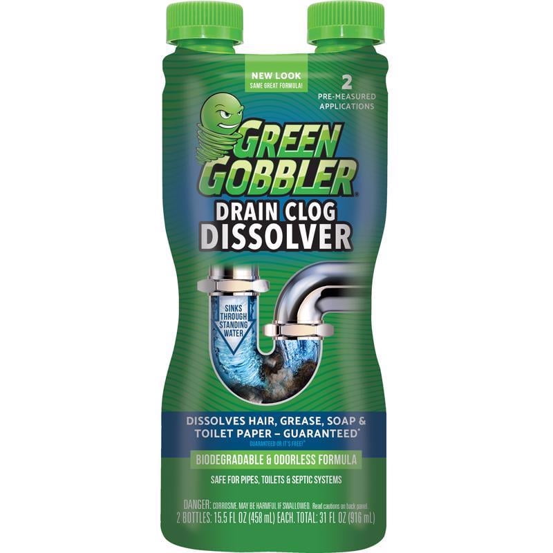 Green Gobbler Drain Clog Dissolver, Toilet Treatment Opener, 31oz ...