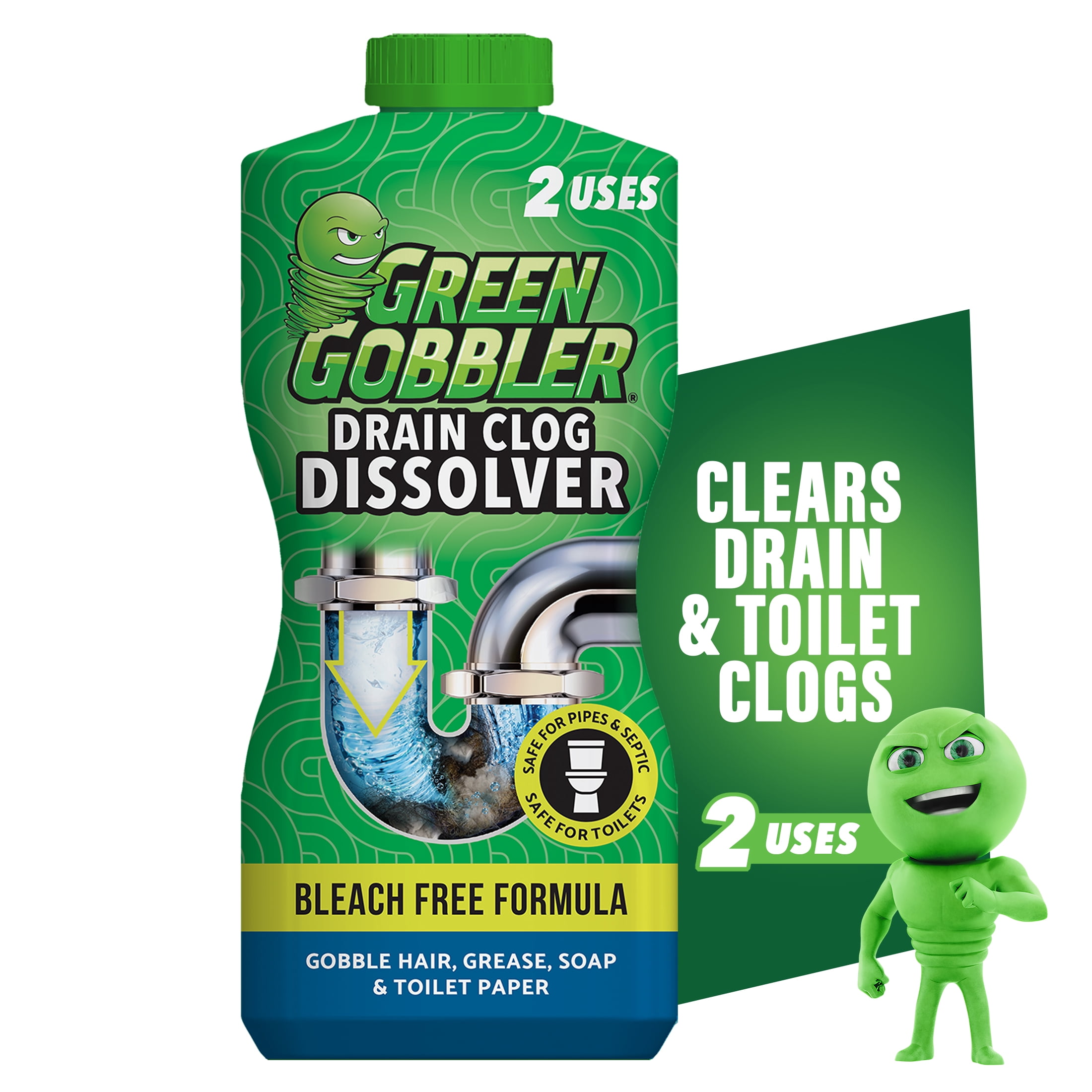 Green Gobbler, Drain Clog Dissolver, 31 oz, Drain Opener-Cleaner ...