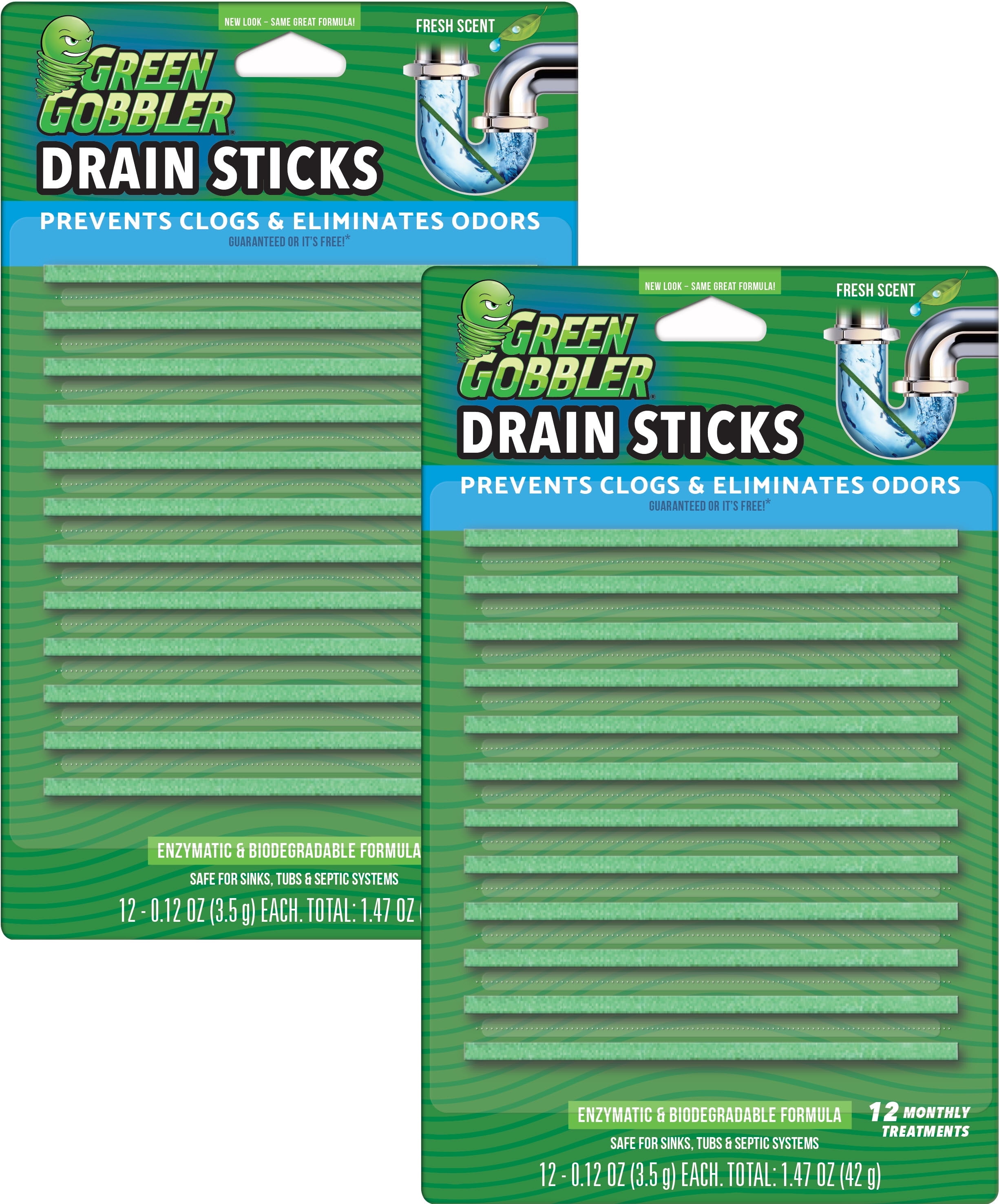 Green Gobbler Drain Sticks, Fresh Scent, Clog Prevention, Deodorizing ...