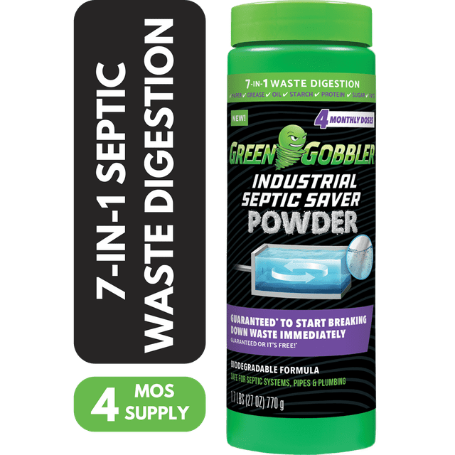Green Gobbler Industrial Septic Saver Tank Treatment Powder - 4 Monthly ...