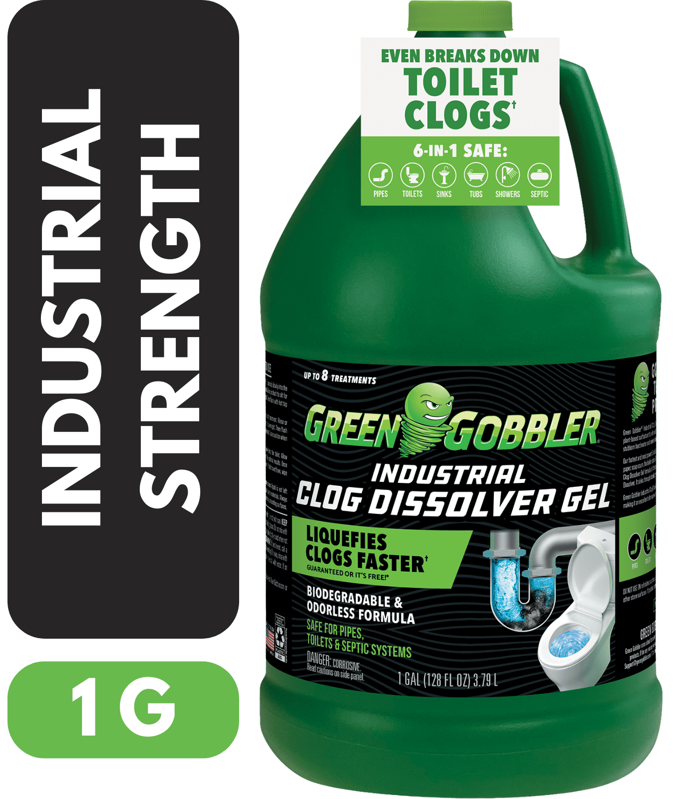 Green Gobbler Industrial Strength Drain Clog Cleaner Gel - 1 Gallon ...