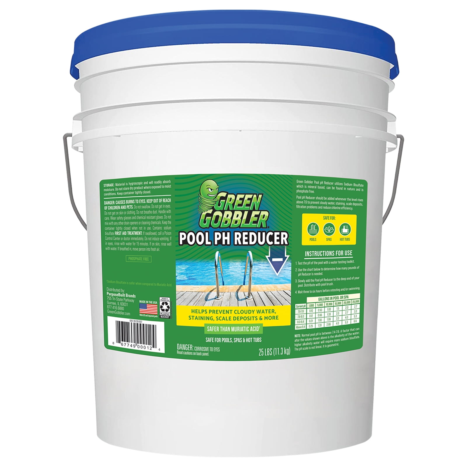 Green Gobbler Pool and Hot Tub PH Reducer, pH Down Granules, 25 lbs ...