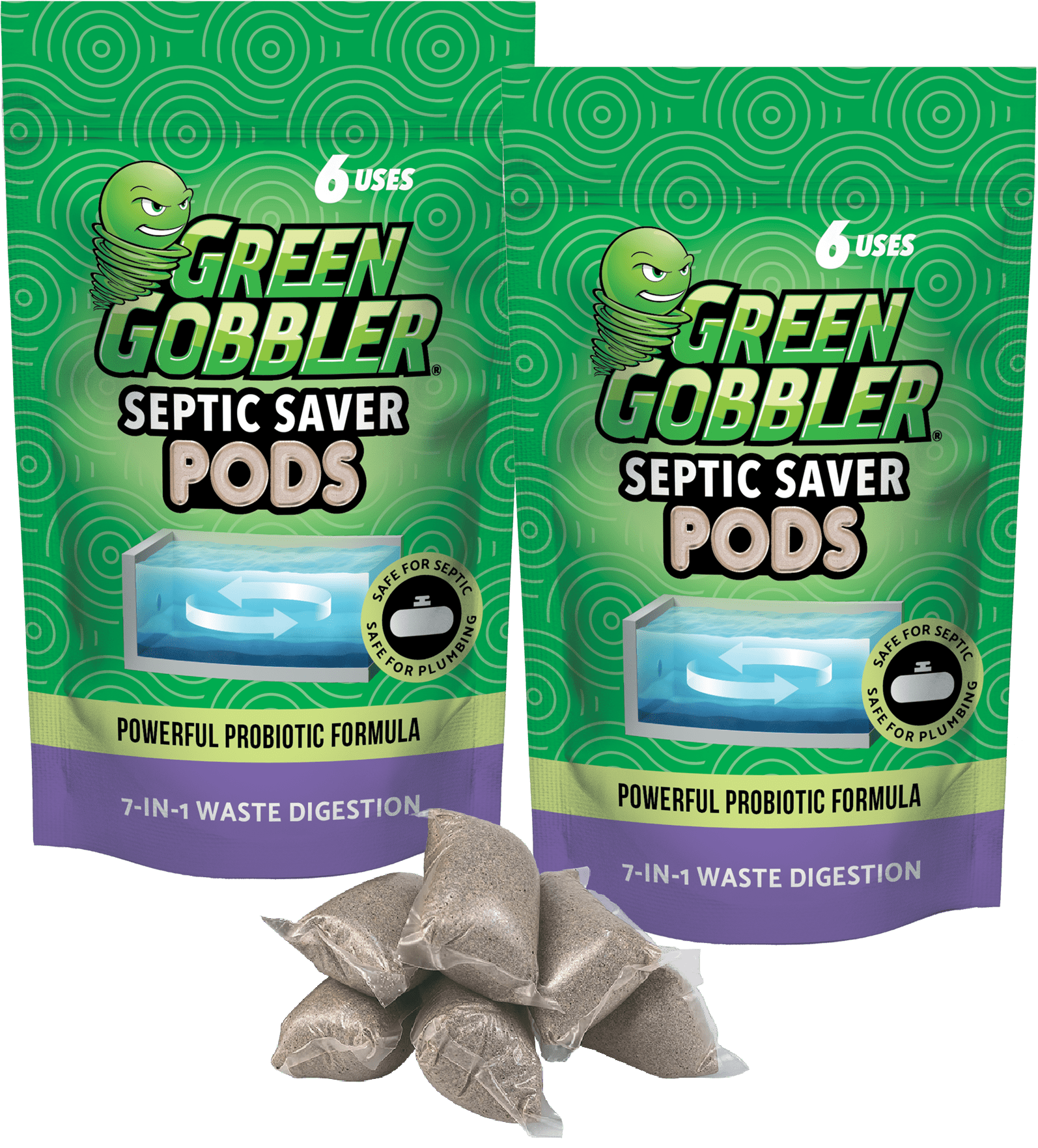 Green Gobbler Septic Saver Septic Tank Treatement Pods - Use Monthly to ...