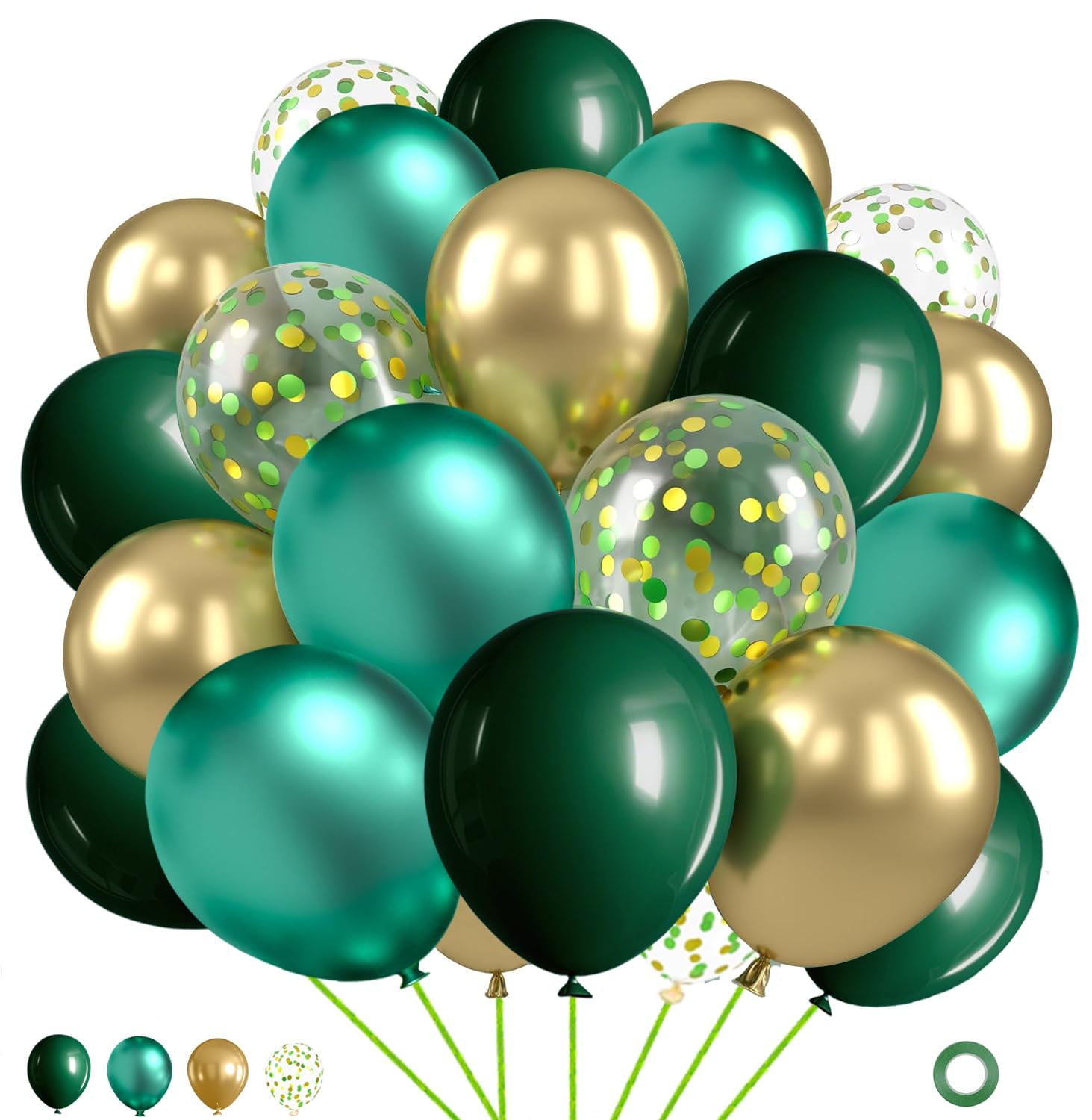 Green and Gold Balloons,60 SSF20 Packs 12 Inch Metallic Green Gold ...