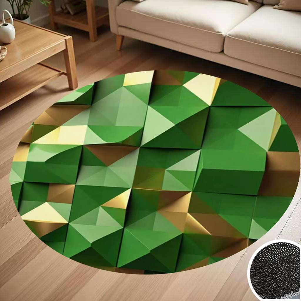 Green Gold Diamond Modern Art Round Carpet Living Room Bedroom Home ...