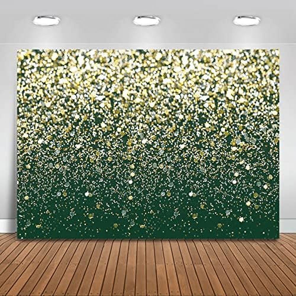 Green and Gold Glitter Backdrop Golden Bokeh Sequin Spots for Wedding Decorations Birthday Party ...